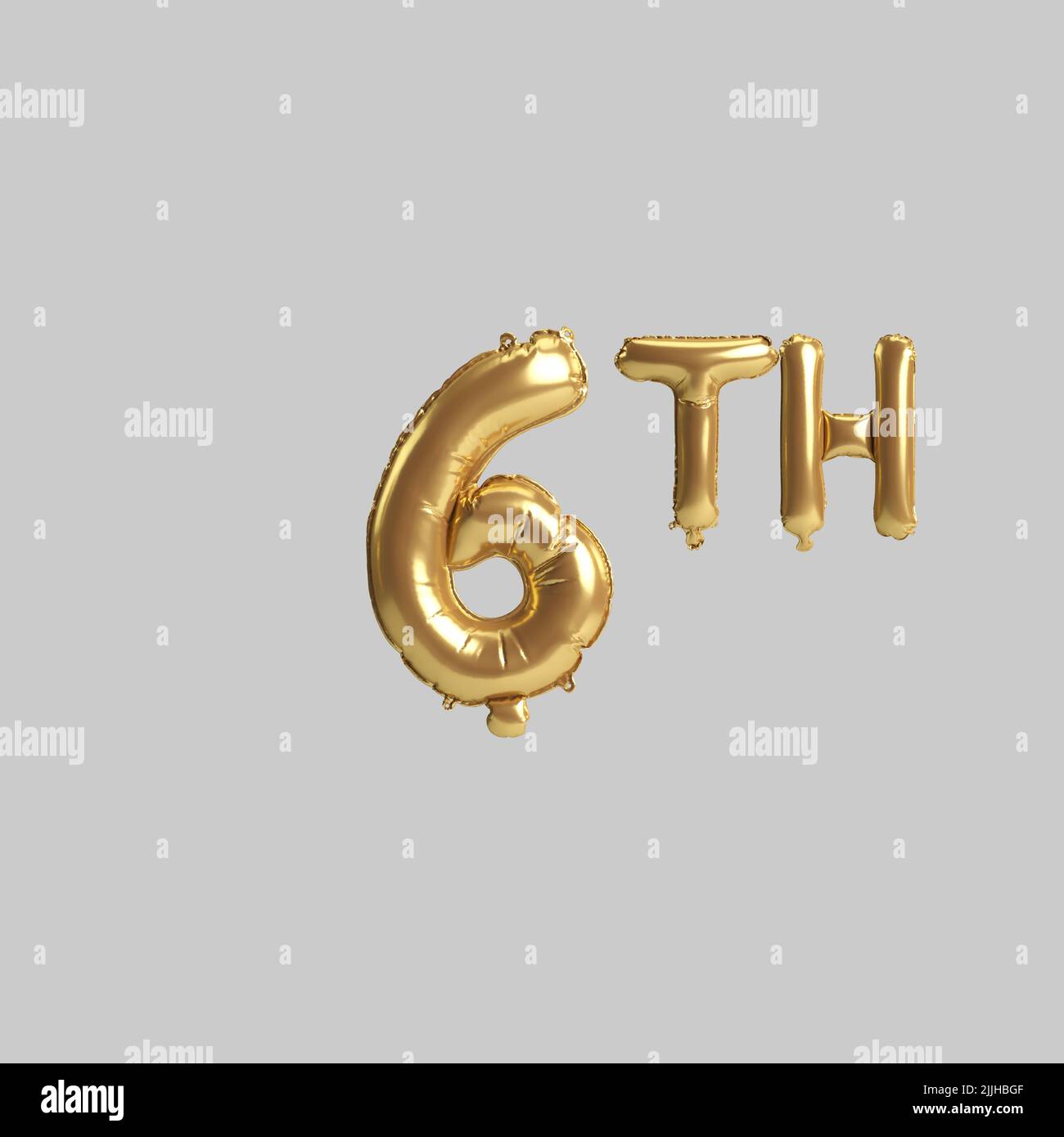 3d illustration of 6th gold balloons isolated on background Stock Photo ...