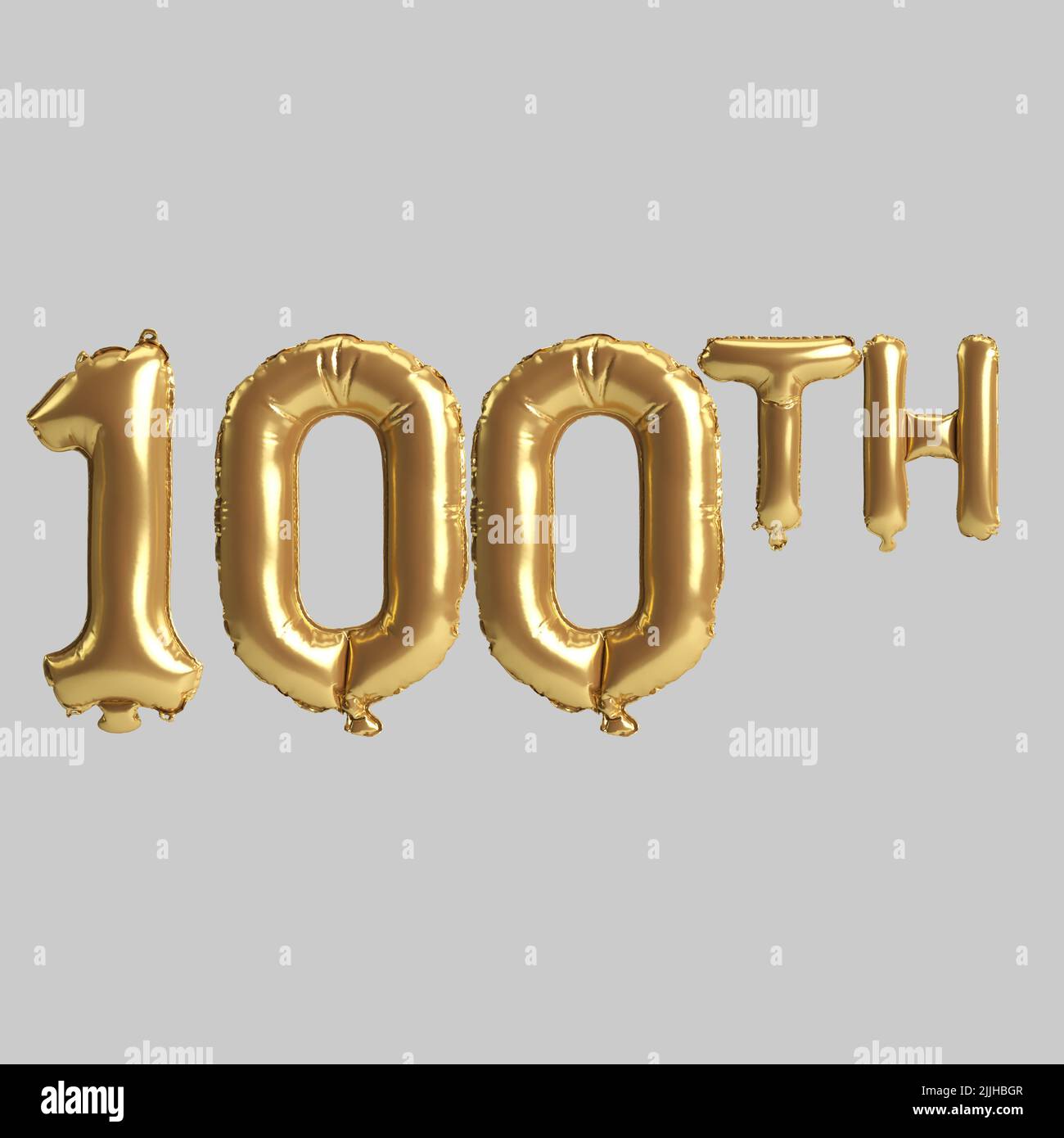 3d illustration of 100th gold balloons isolated on background Stock ...