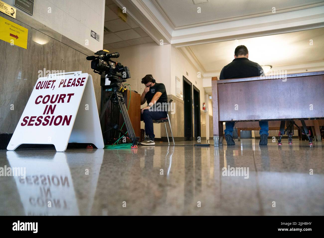 Austin, TX, USA. 26th July, 2022. Reporters work outside the 459th ...