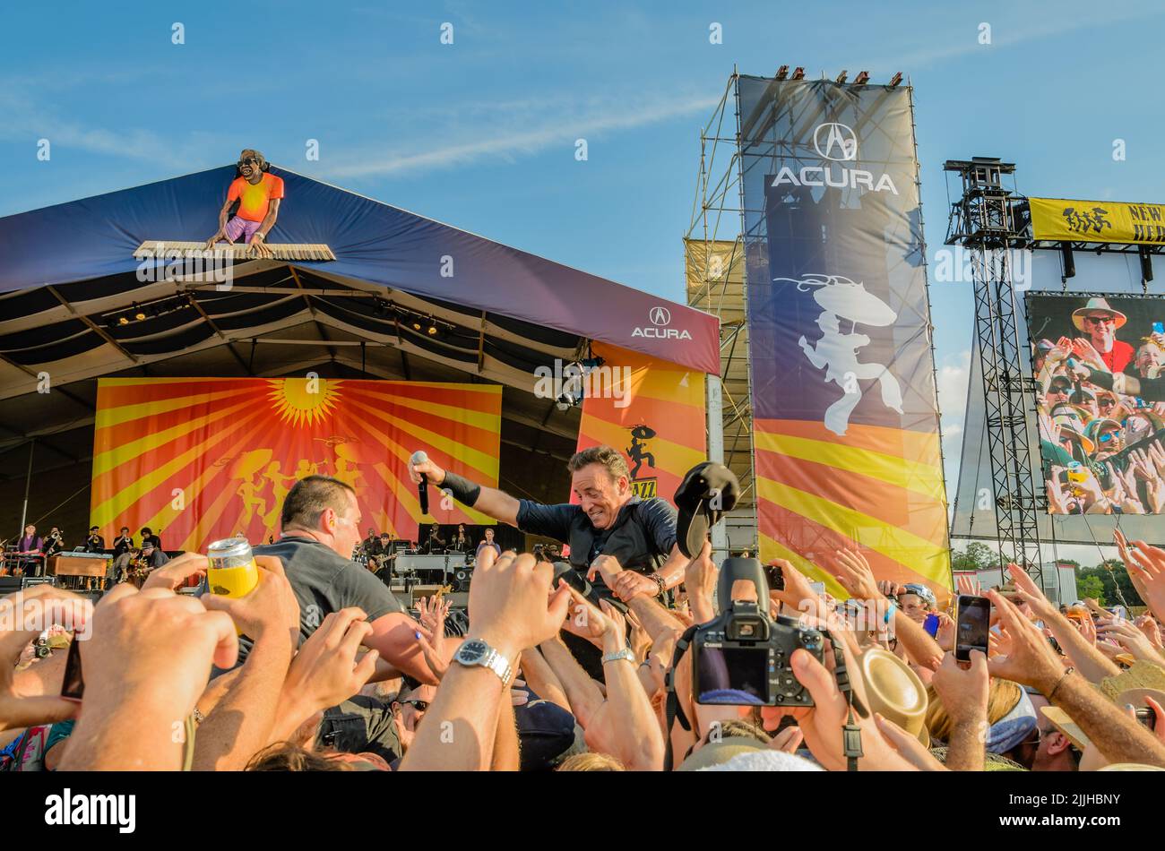 Bruce Springsteen crowdsurfs among fans at the New Orleans Jazz and ...