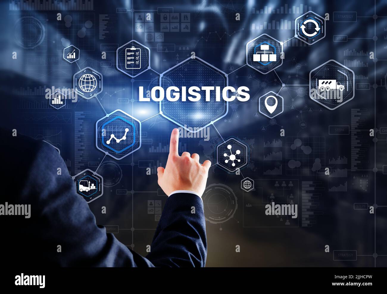 Logistic network distribution and transport concept. Goods delivery ...