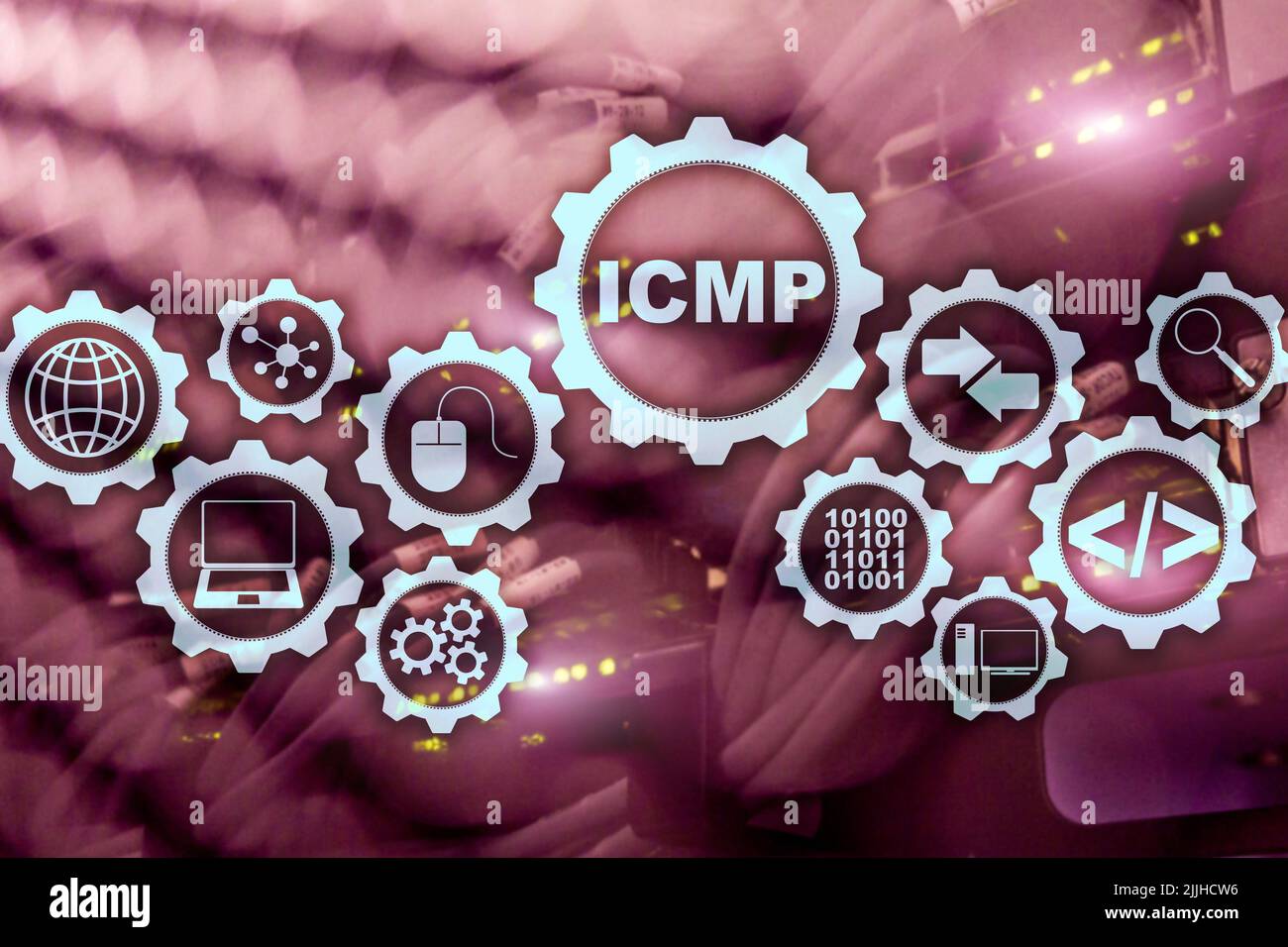 ICMP. Internet Control Message Protocol. Network concept. Server room ...