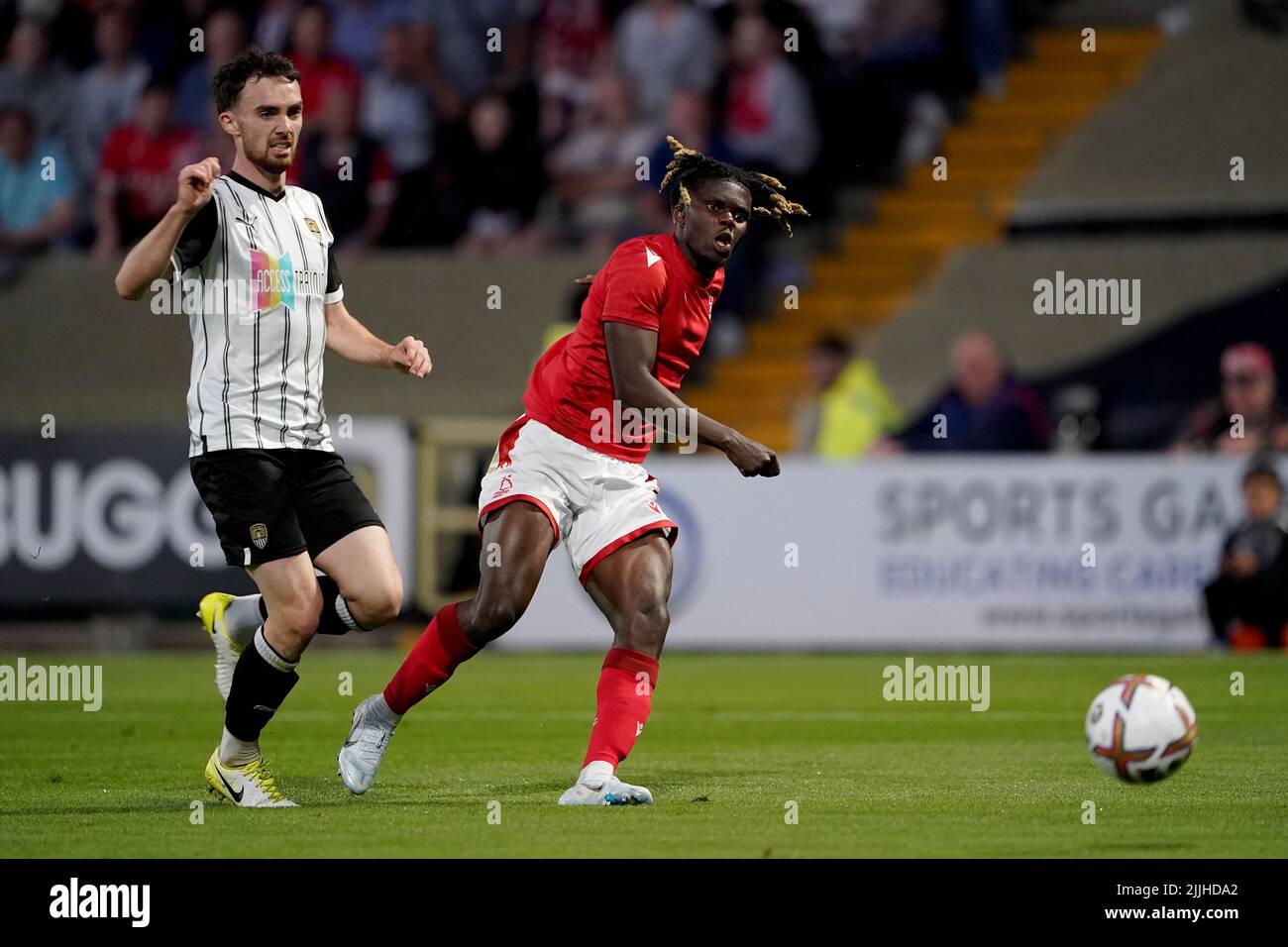 Nottingham Forest's Alex Mighten shoots towards goal during a pre ...