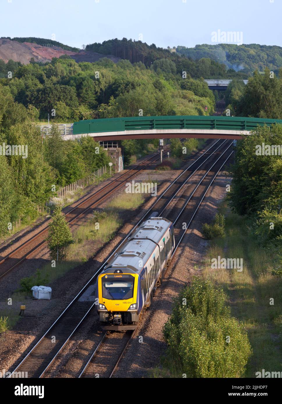 Northern Rail CAF class 195 diesel multiple unit train passing ...
