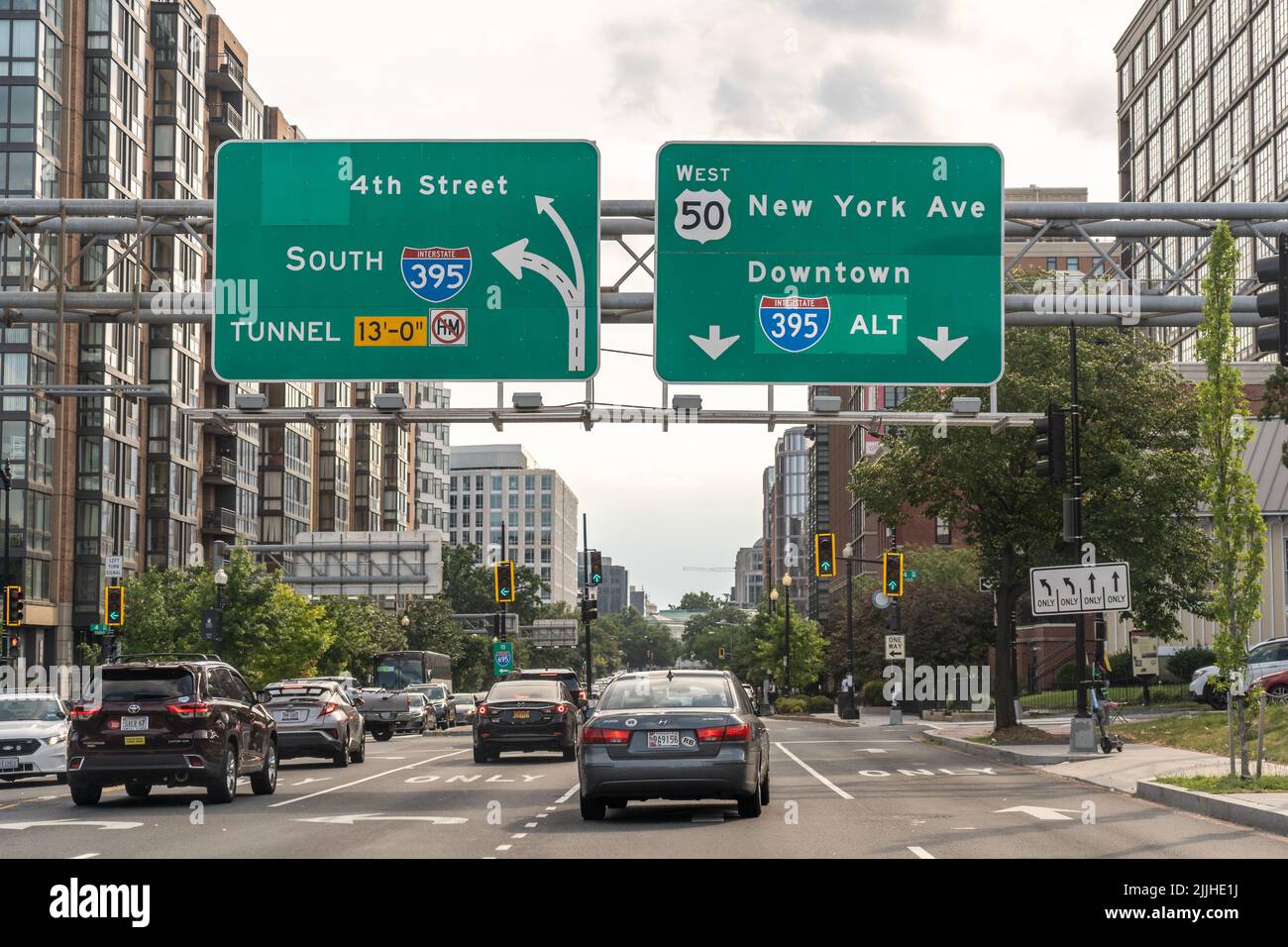 Washington, DC, USA - June 26, 2022: Highway signs on New York Ave. NW ...
