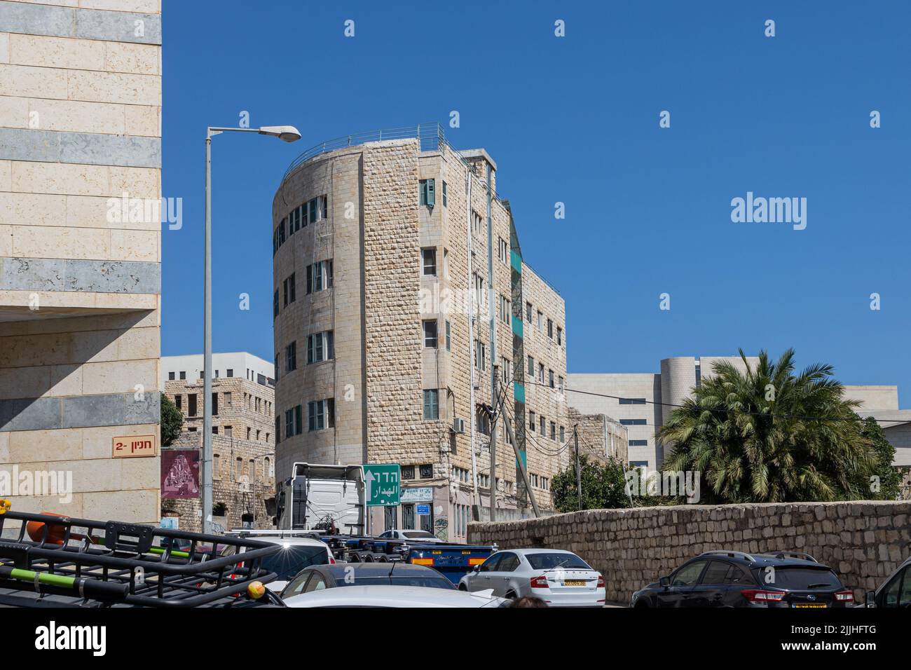Haifa, Israel - 20 July 2022, View on balconies of modern apartments ...