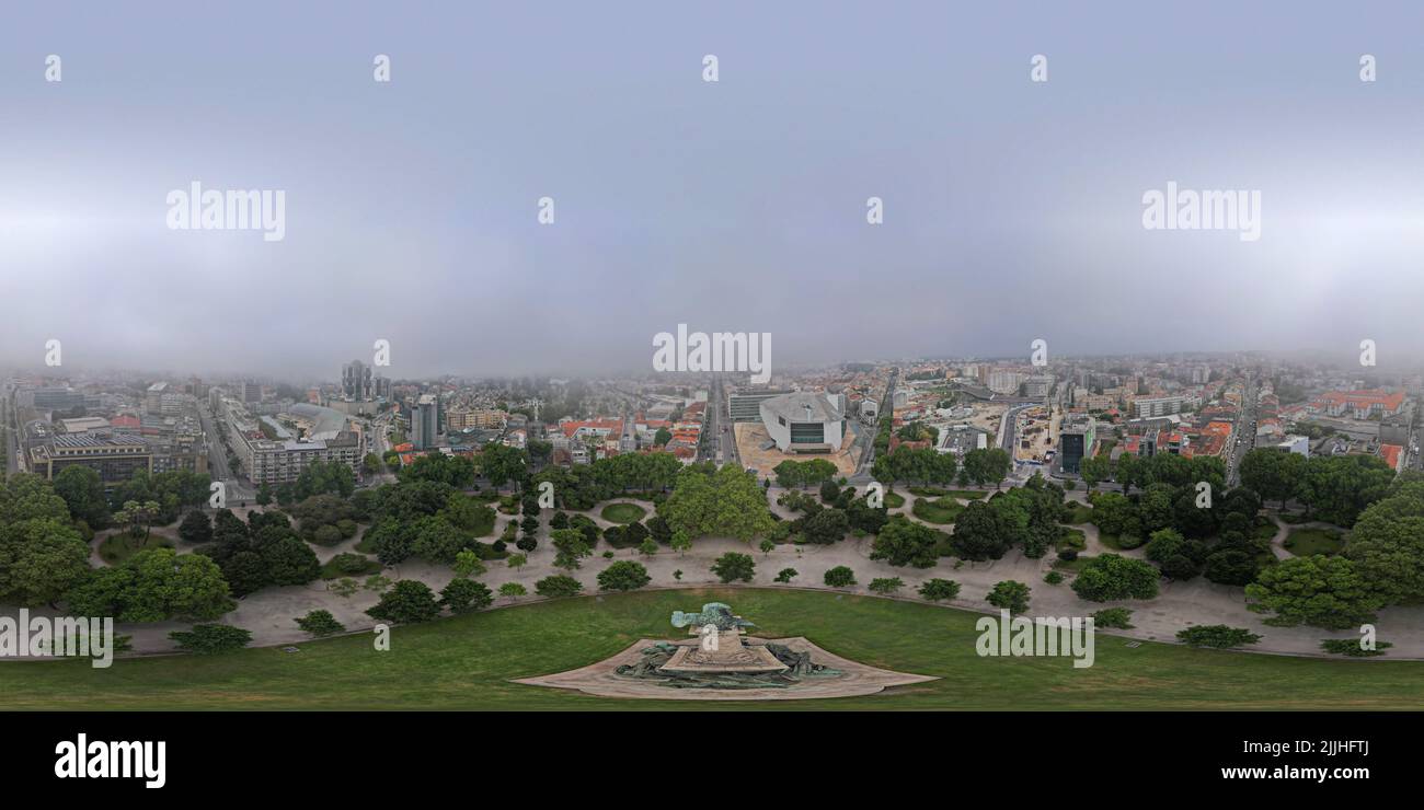 360 degree panoramic Top view of the monument at Rotunda da Boavista ...