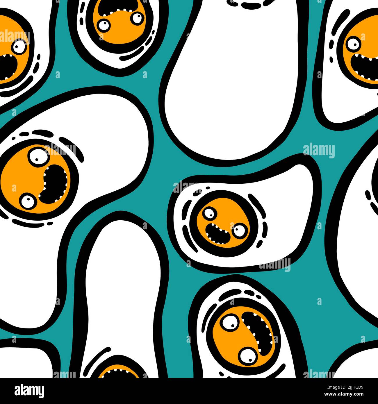 Cartoon kids seamless scrambled eggs pattern for wrapping paper and ...