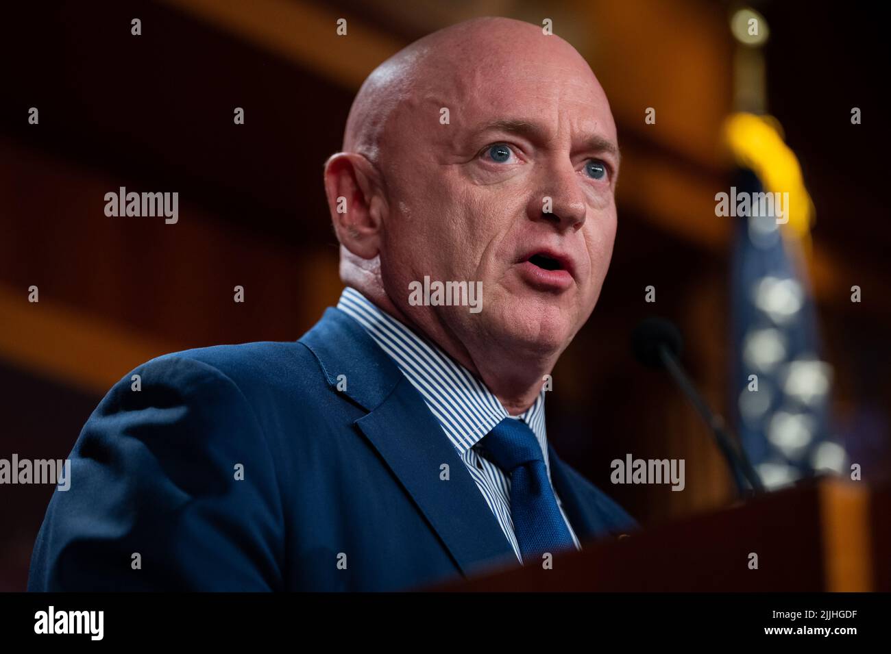 Washington, USA. 26th July, 2022. Senator Mark Kelly (D-AZ) speaks to ...