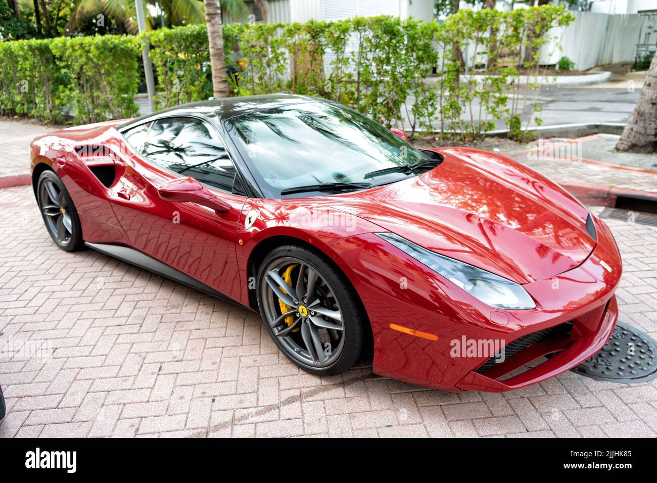 Miami Beach, Florida USA - April 18, 2021: red Ferrari 488 GTB vehicle ...