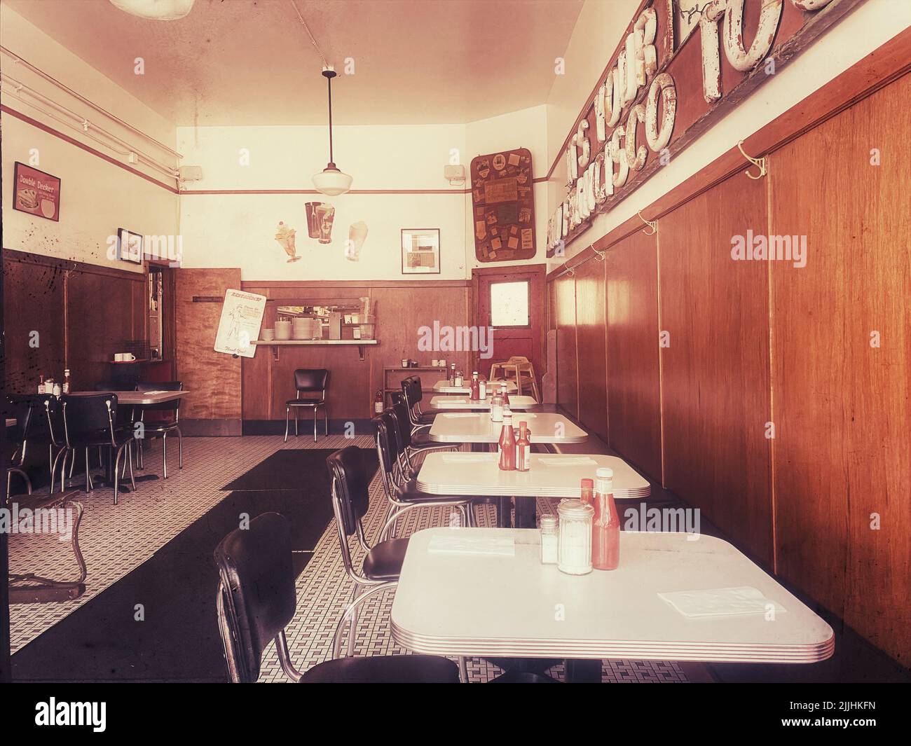 Inside a retro diner Stock Photo - Alamy