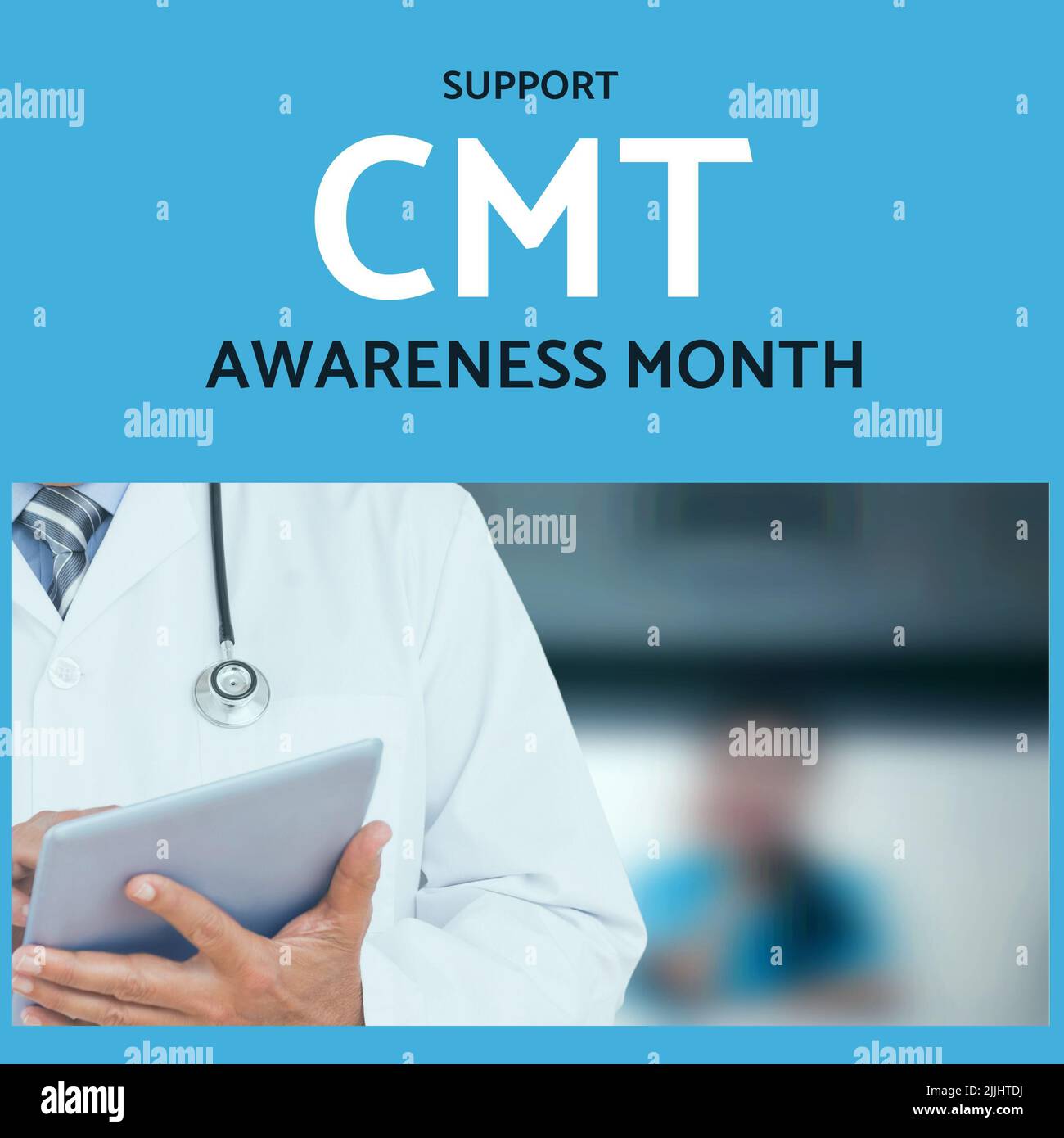 Composition of support cmt awareness month text with caucasian doctor ...