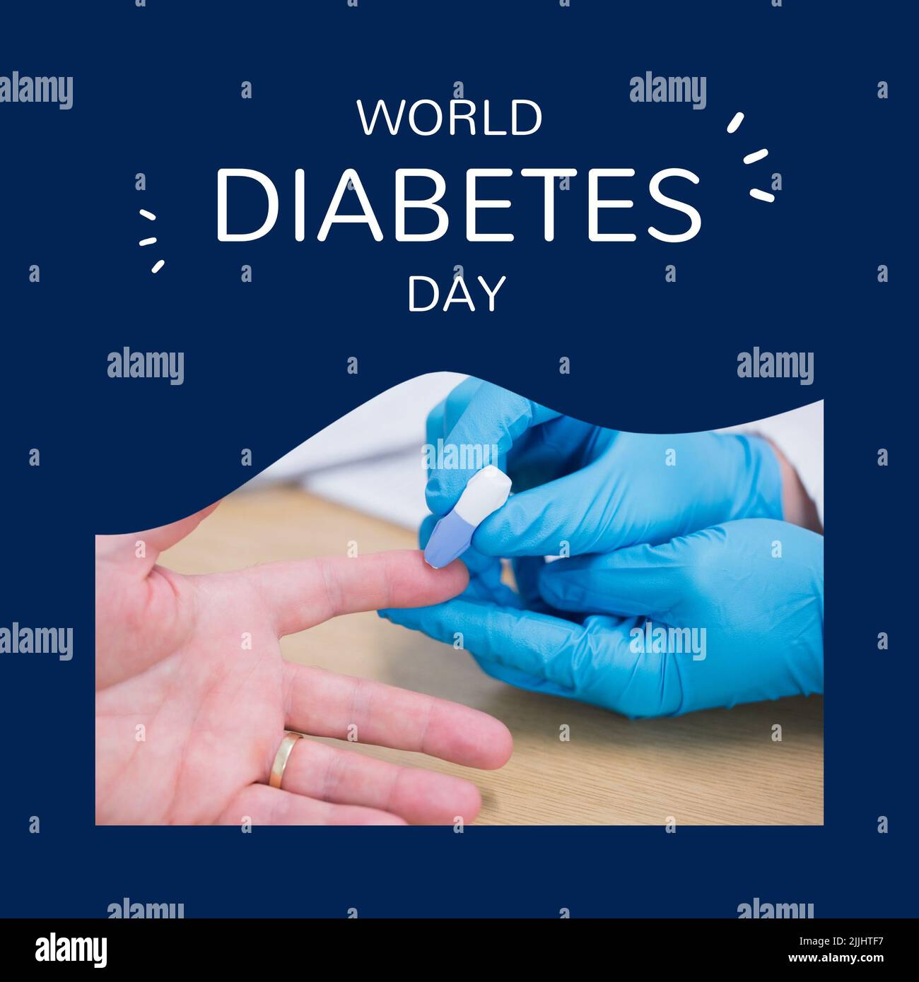 Composition of world diabetes day with diverse people using glucometer ...