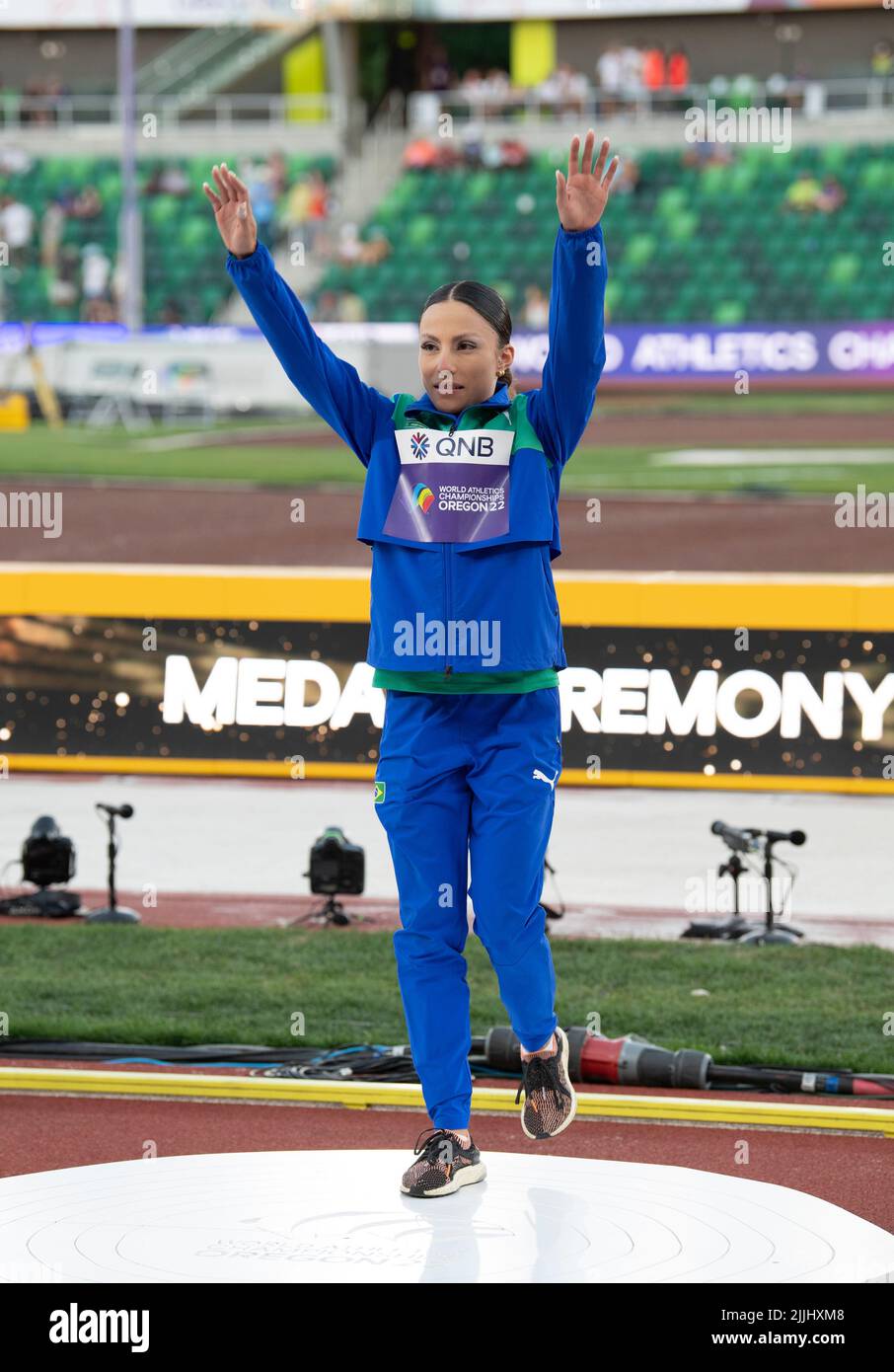 Leticia Oro Melo (BRA) Bronze in the women’s long jump medal ceremony ...