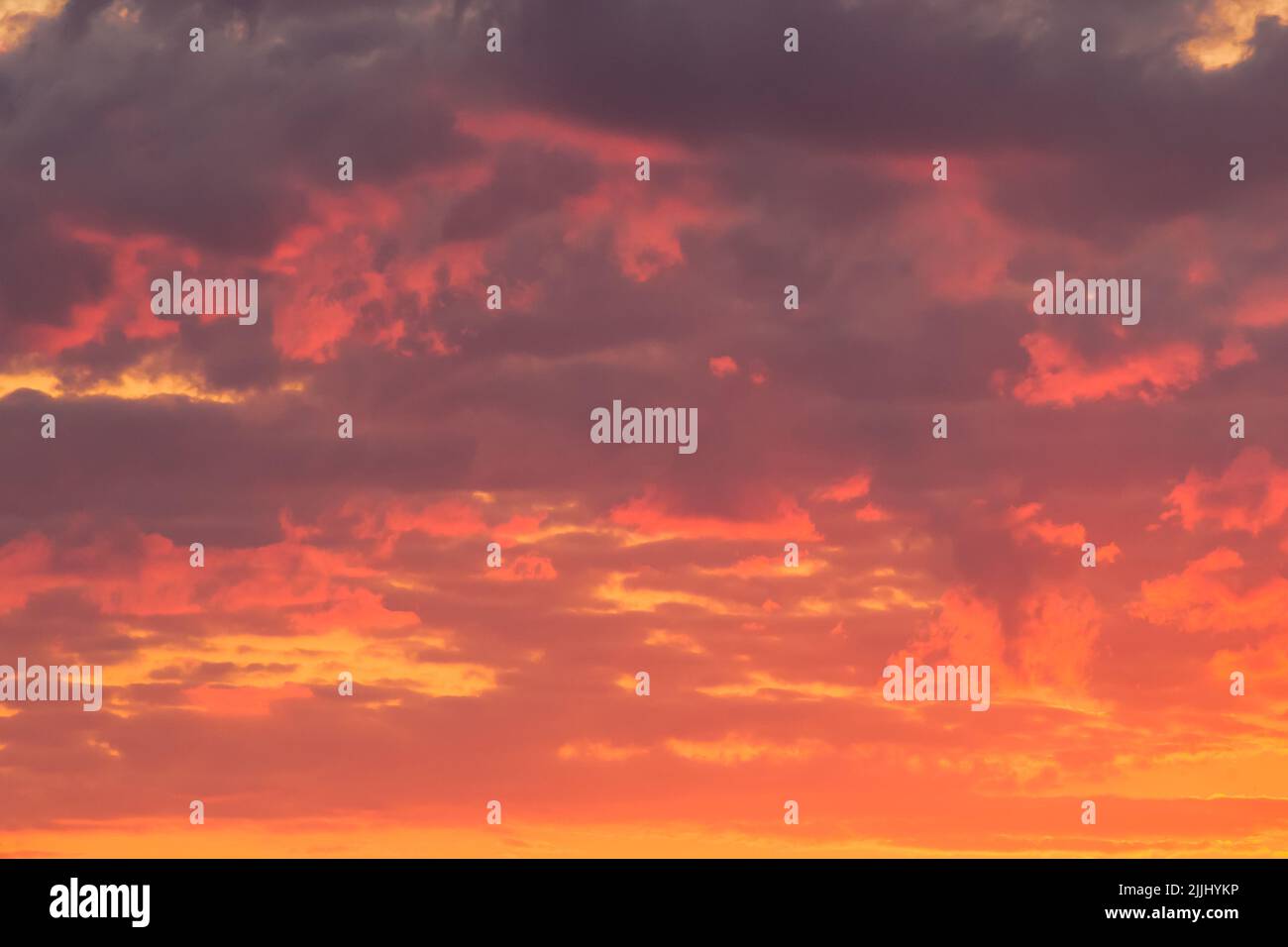 Bright red-orange sunset sky clouds summer background nature evening ...