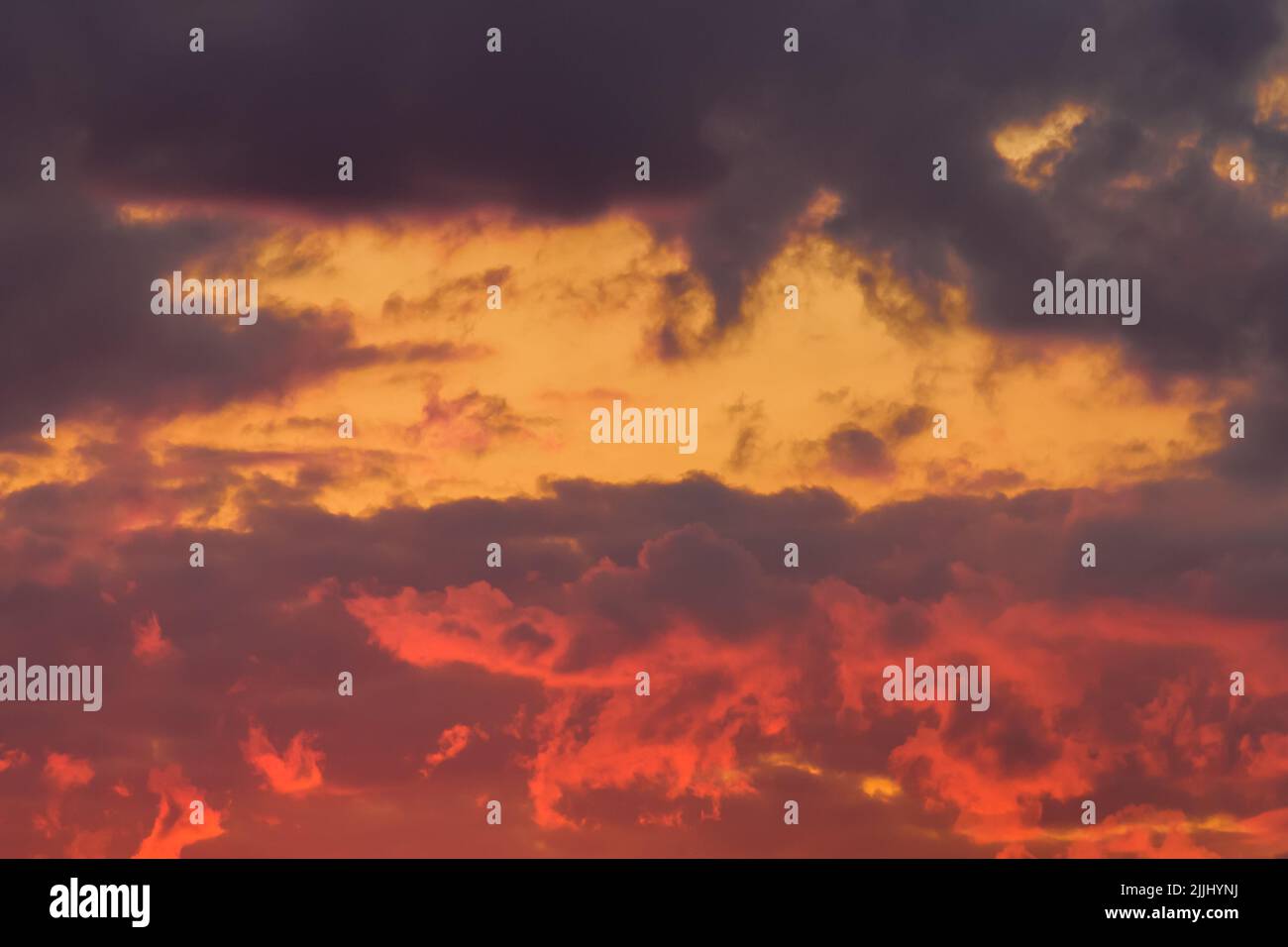 Bright red-orange sunset sky clouds summer background nature evening ...