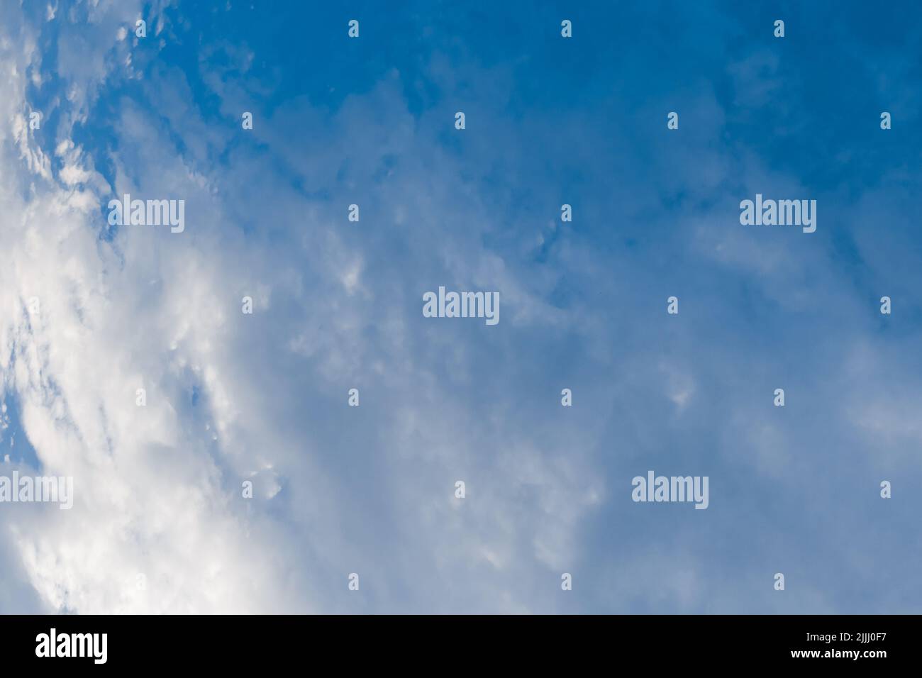 Blue transparent empty sky with white air clouds background nature ...