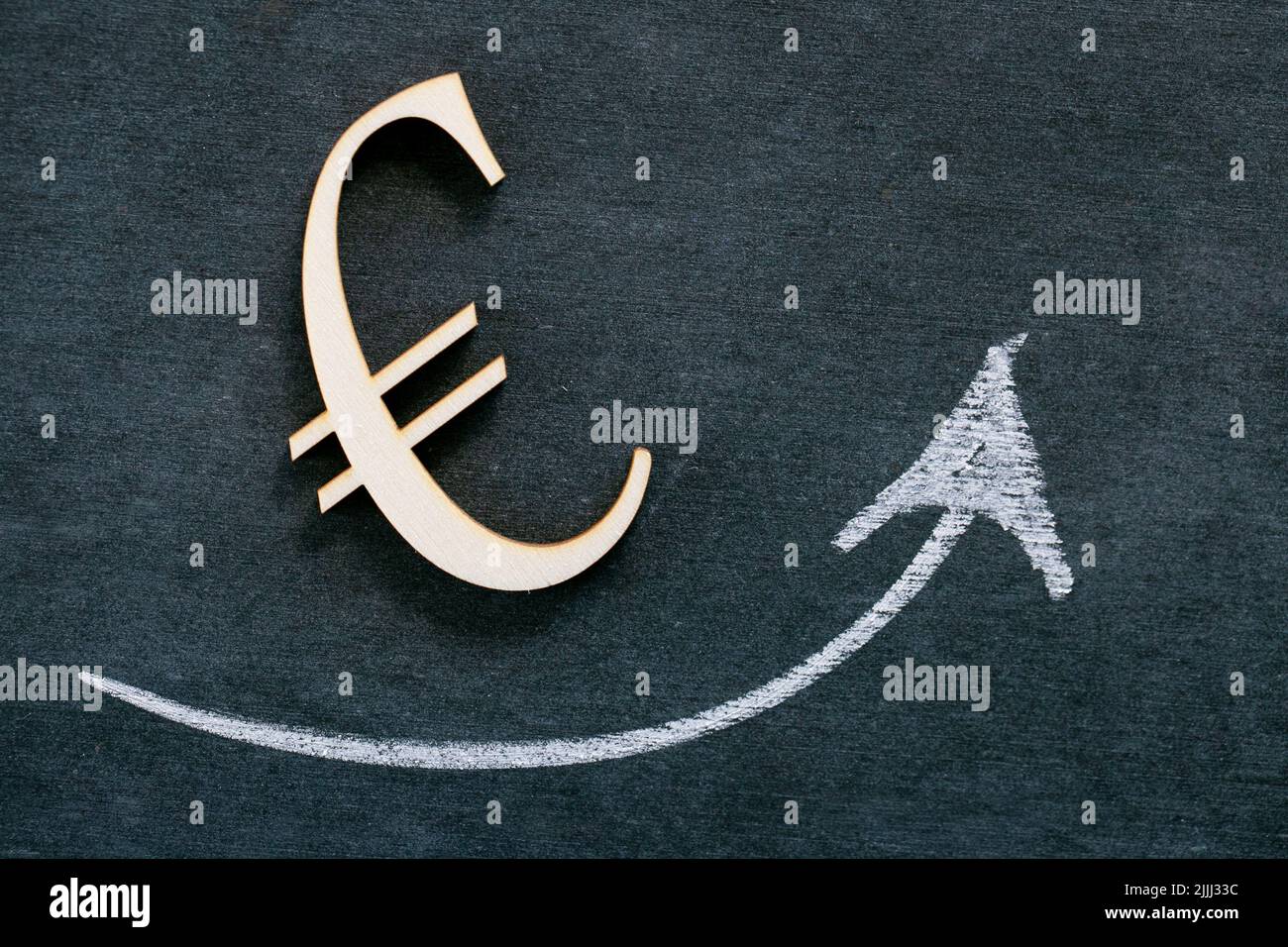 Rise in the euro exchange rate.growth of the exchange rate. Euro sign ...