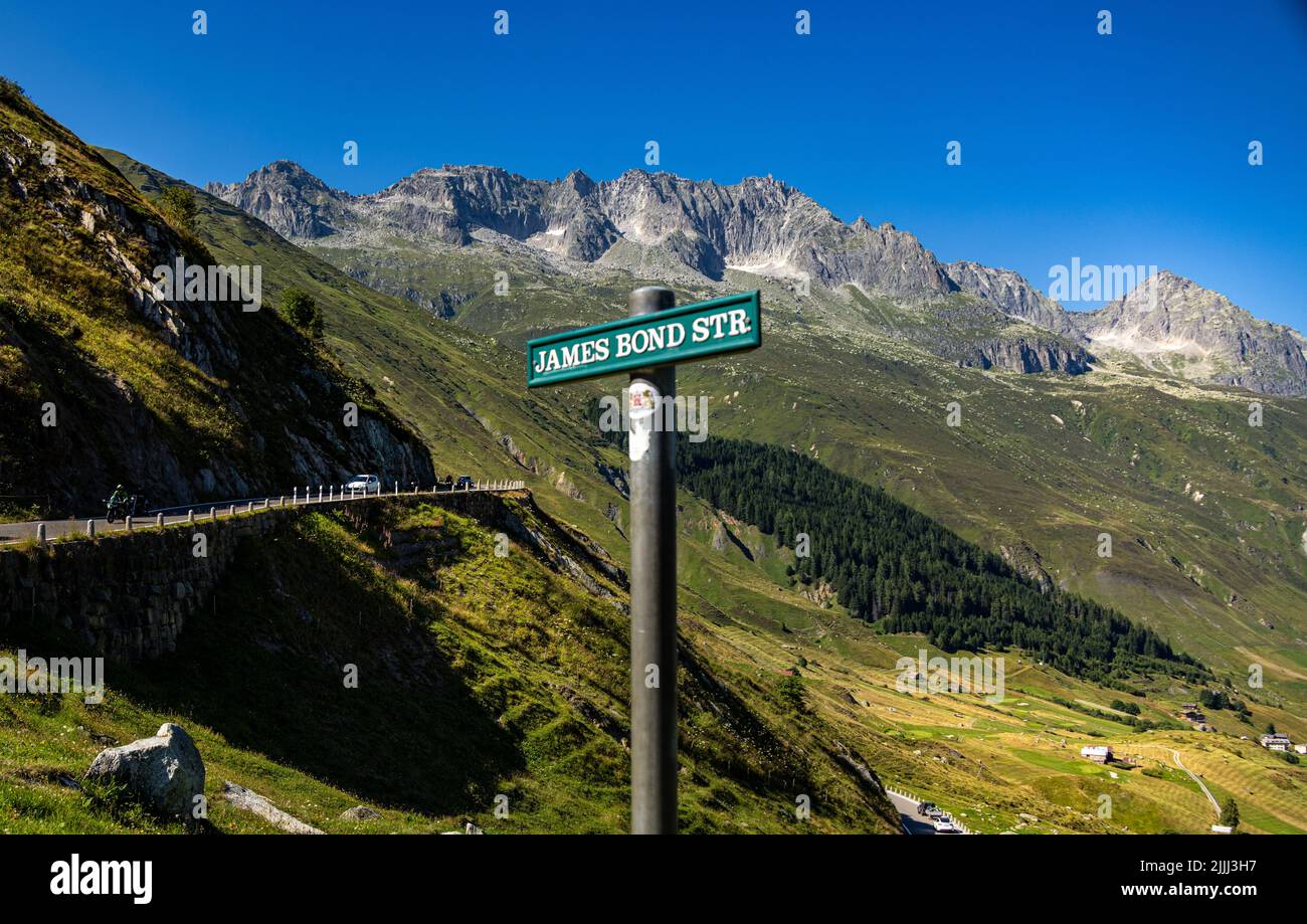 Famous James Bond Road at Furka Pass - REALP, SWITZERLAND - JULY 14 ...
