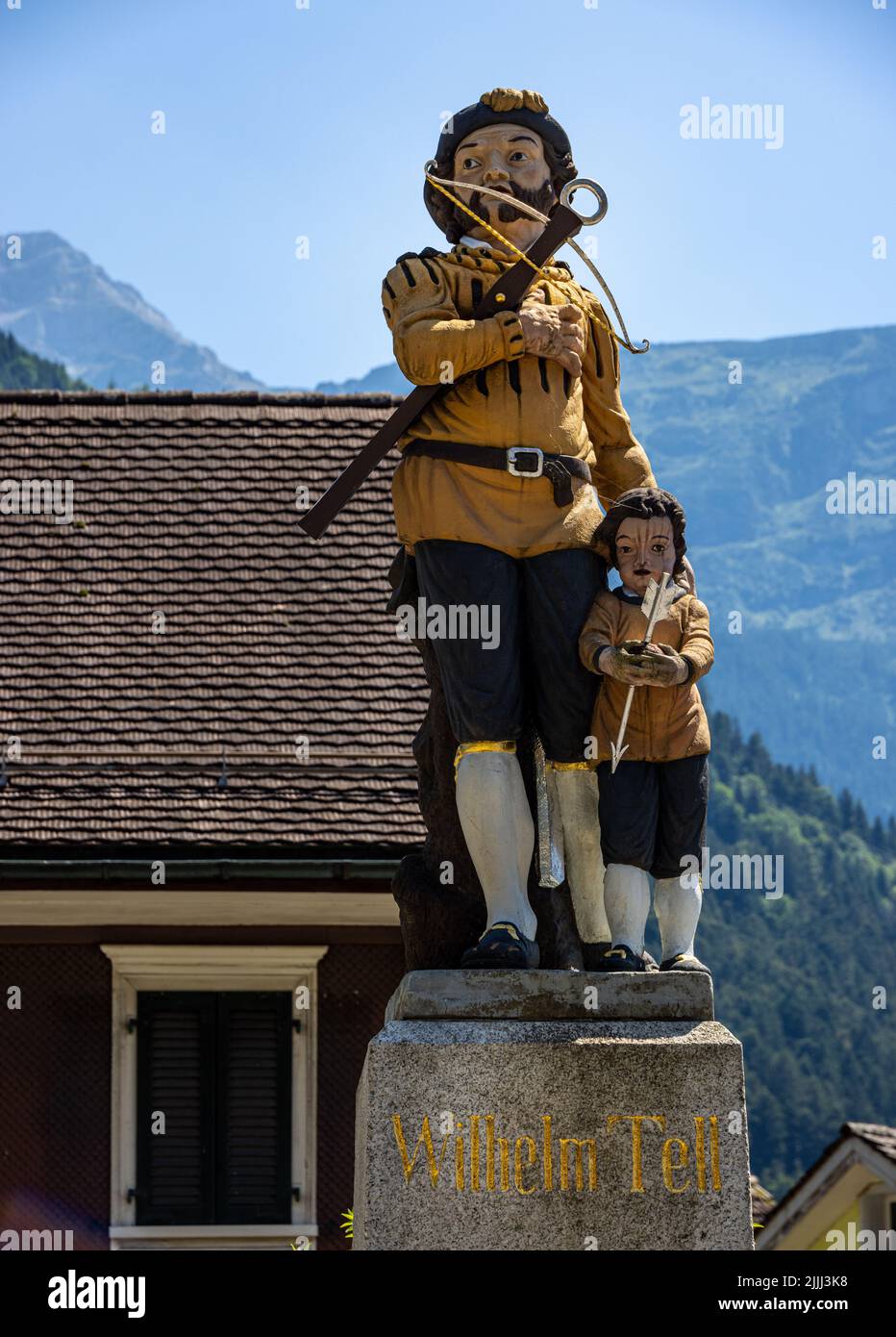 Wilhelm Tell statue in Burglen in Switzerland - KLAUSENPASS ...