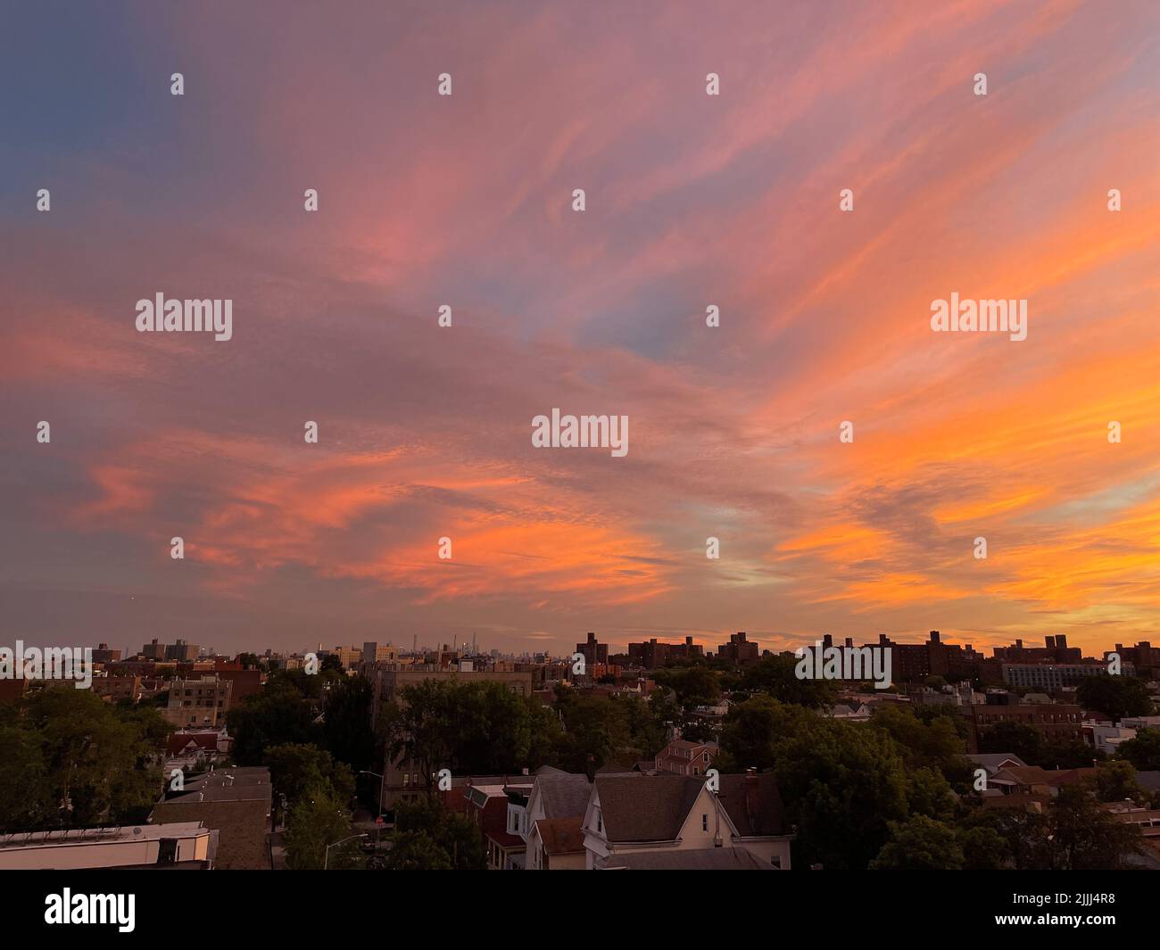 Colorful Sunset is seen in the Bronx, New York City on July 26, 2022 ...
