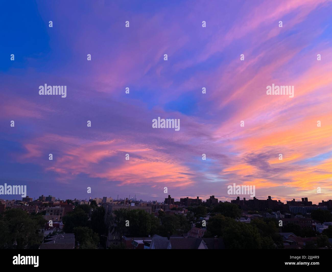 Colorful Sunset is seen in the Bronx, New York City on July 26, 2022 ...
