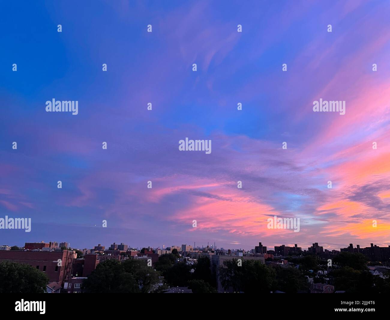 Colorful Sunset is seen in the Bronx, New York City on July 26, 2022 ...