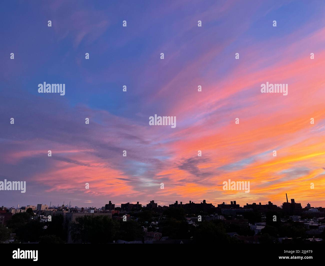 Colorful Sunset is seen in the Bronx, New York City on July 26, 2022 ...
