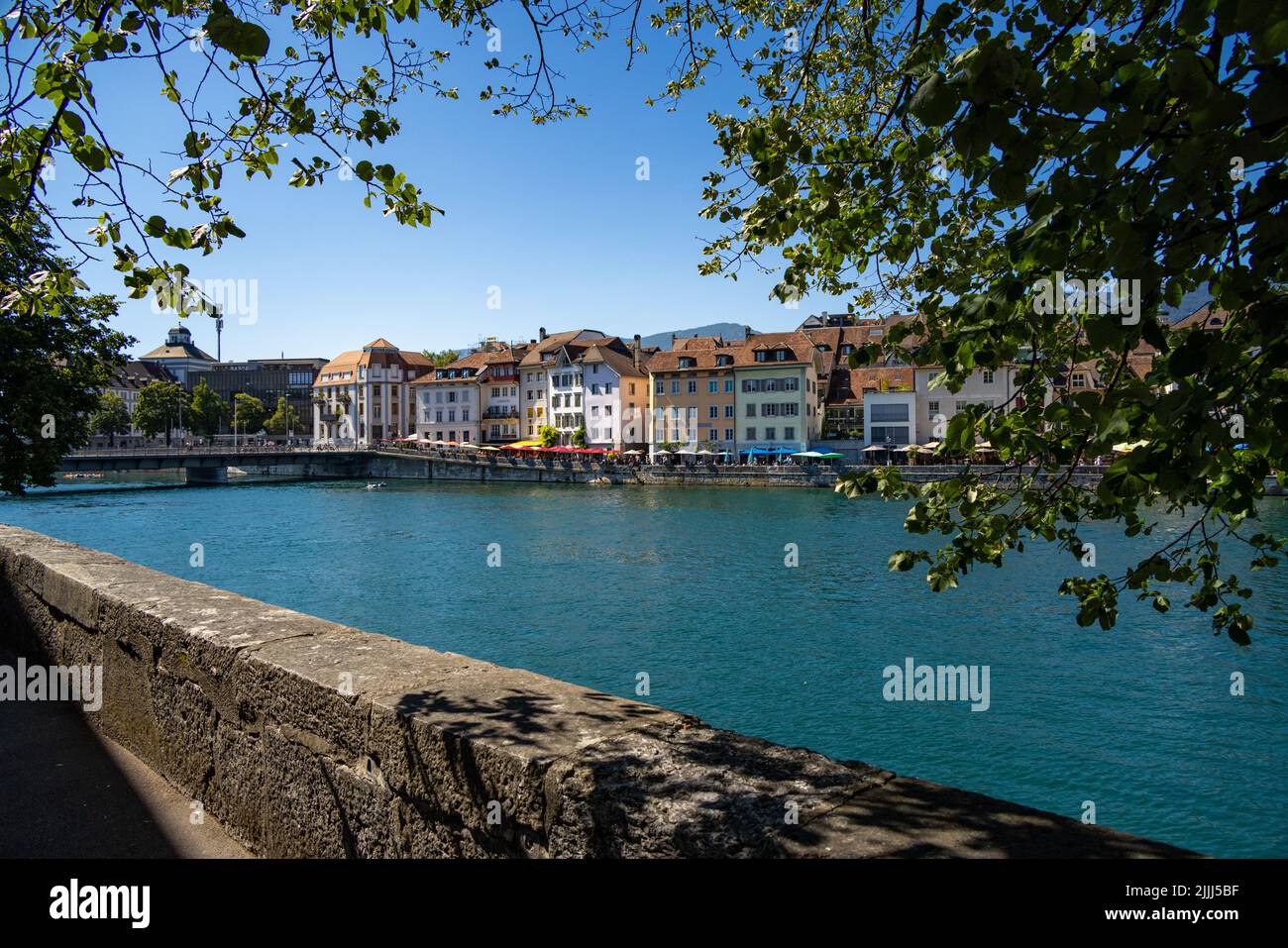 The beautiful Riverside of River Aare in Solothurn Stock Photo - Alamy
