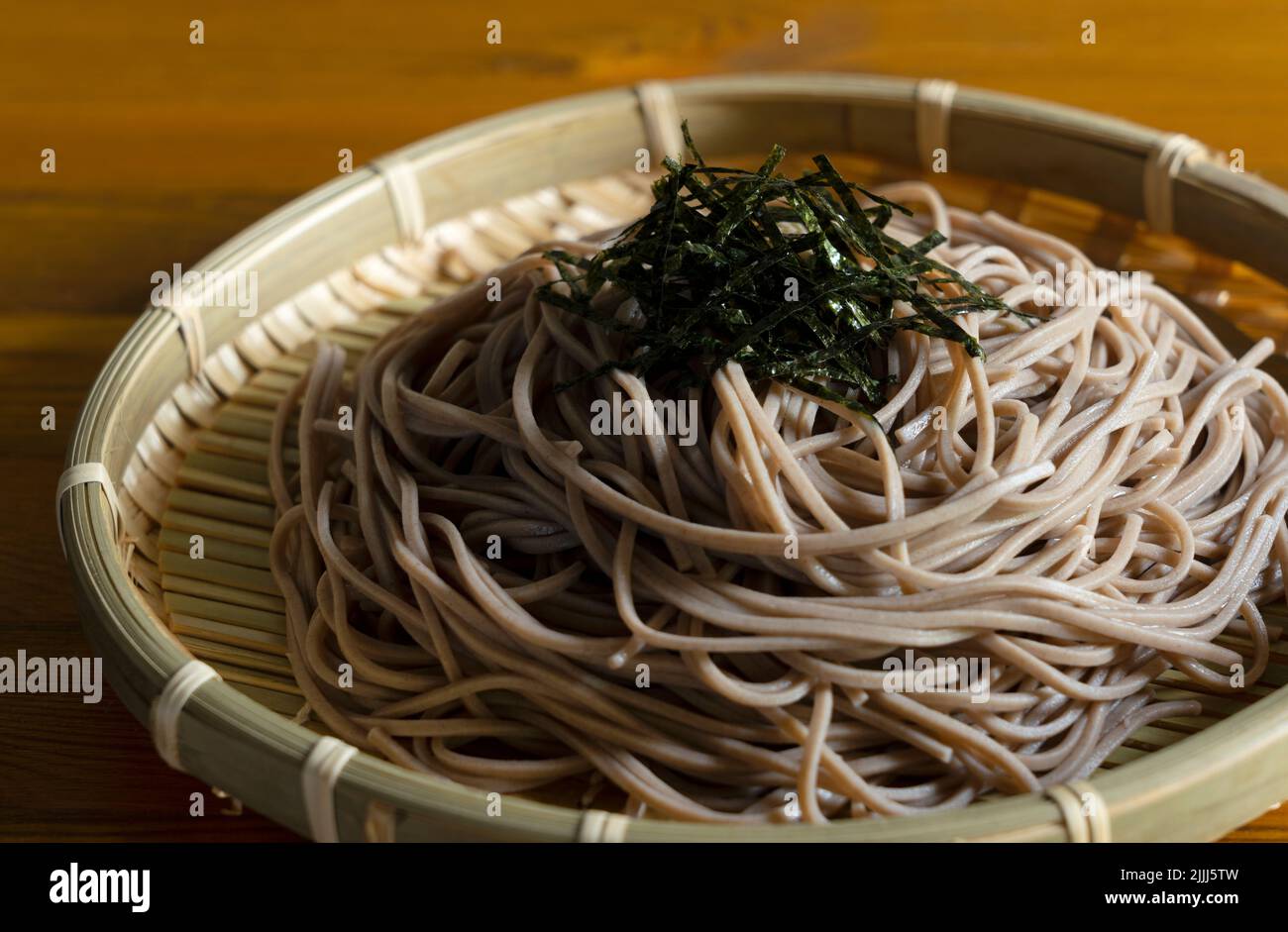 Zaru-soba on a wooden table. Zaru Soba is a traditional Japanese food ...