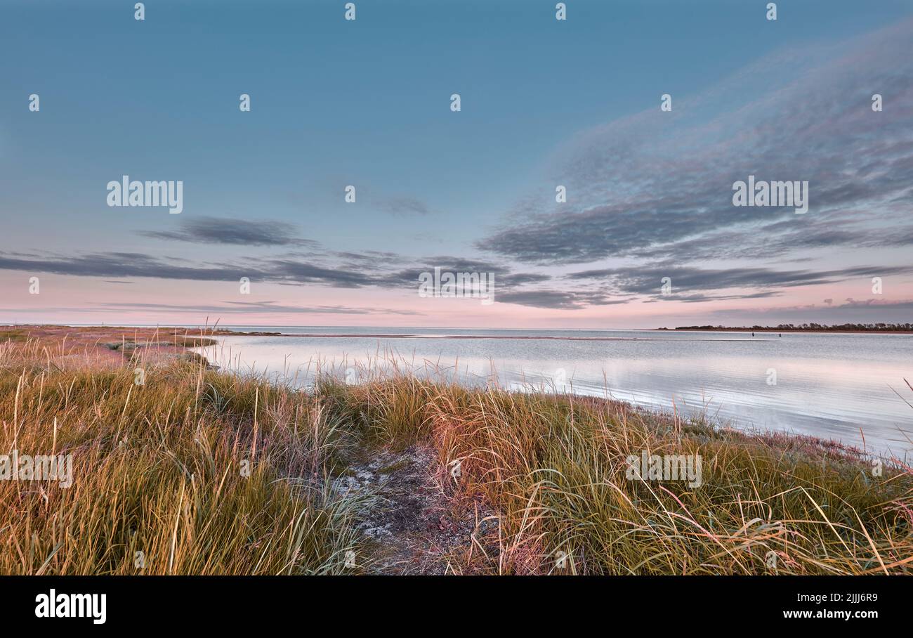 Calm beach and sea. Beautiful, peaceful and calm view of a lake side ...