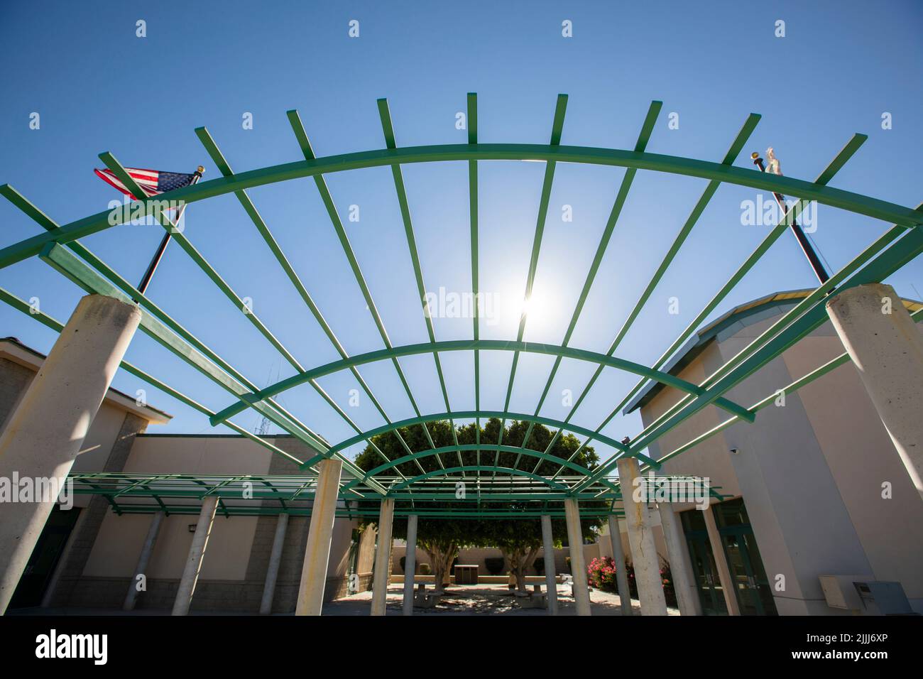 Sunny afternoon view of the public City Hall of Blythe, California, USA ...