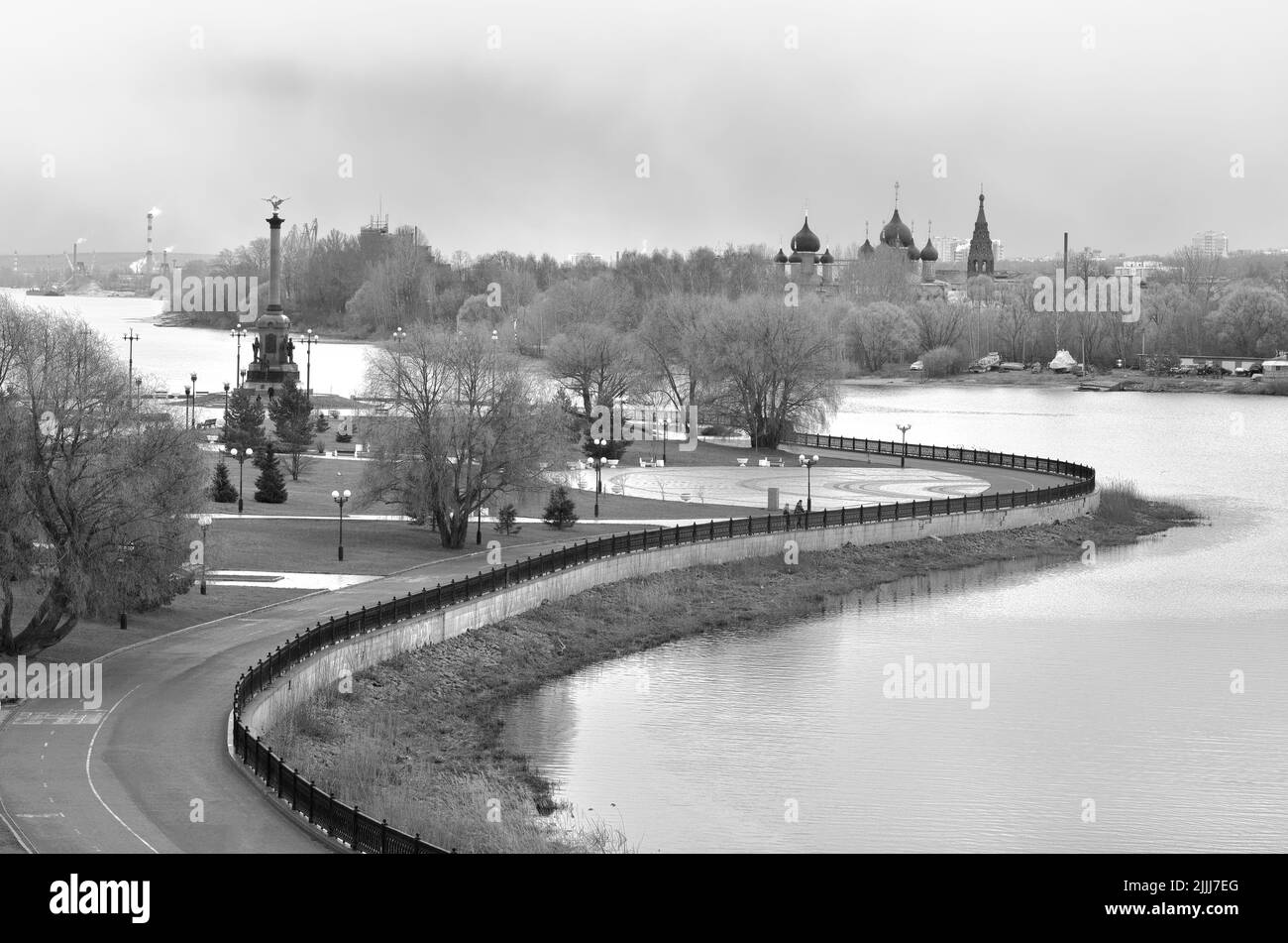 Strelka Park on the banks of rivers. The confluence of the Volga and ...