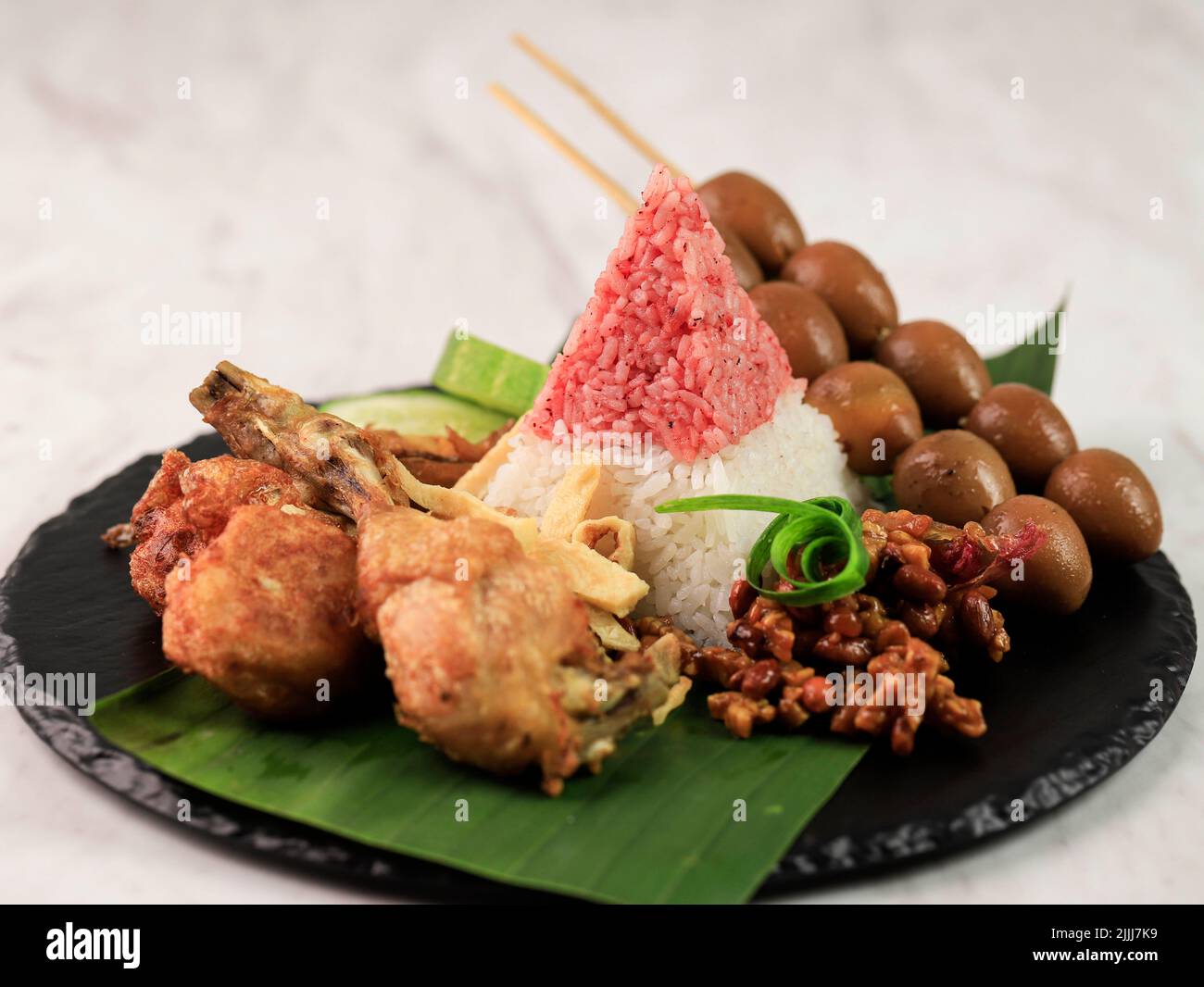 Red and White Rice Called Nasi Tumpeng Same as Indonesian National Flag ...