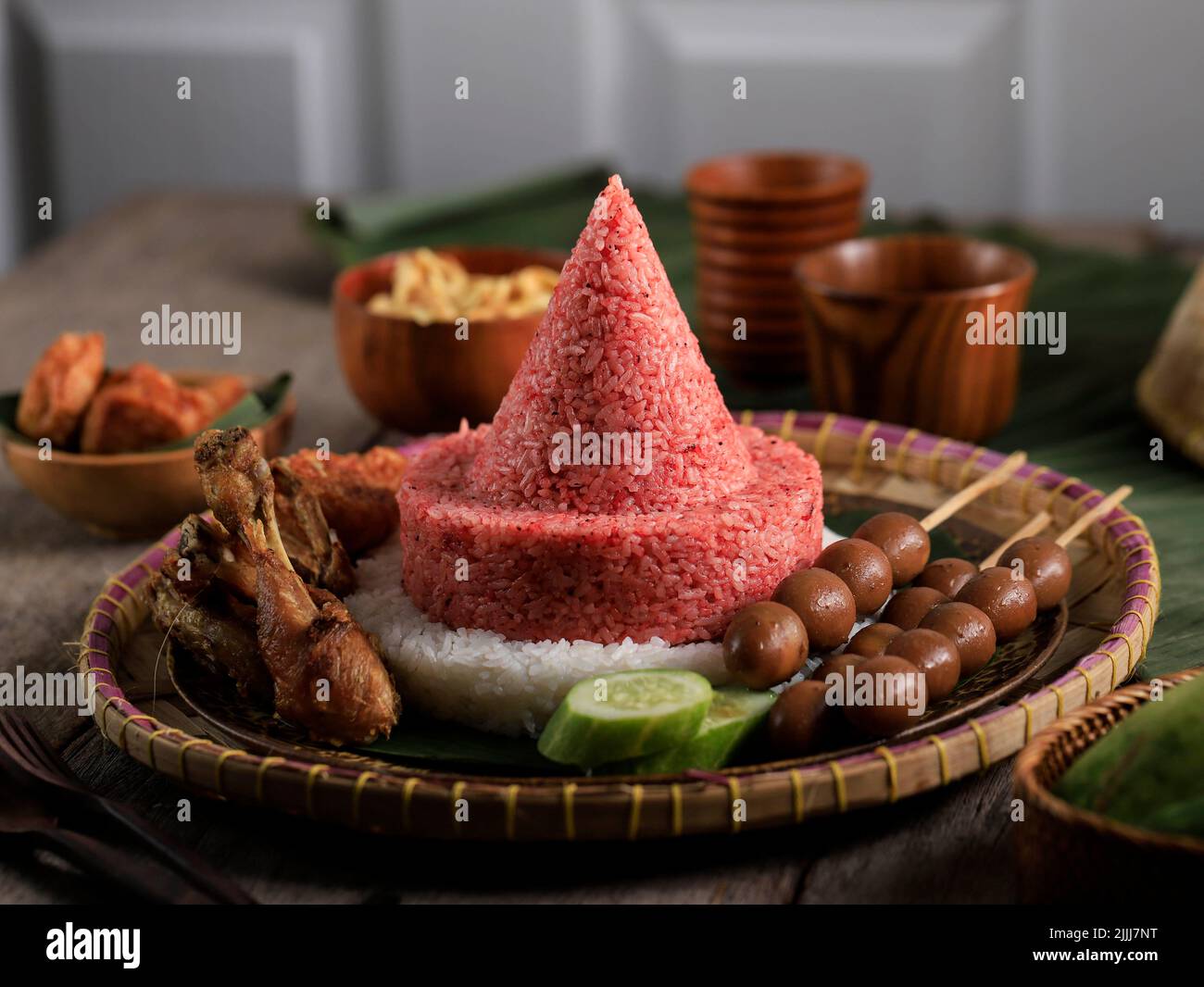 Red and White Rice Called Nasi Tumpeng Same as Indonesian National Flag ...