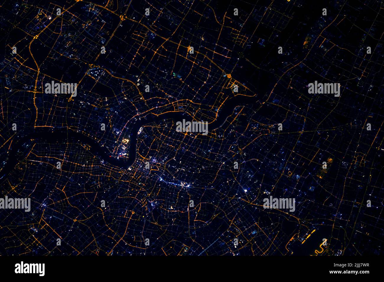 City from space at night. Elements of this image furnished by NASA ...