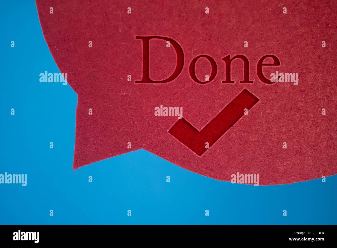 Speech bubble in front of colored background with Done text with ...