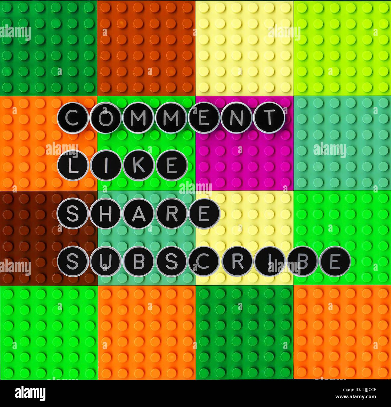 Comment wording on the colourful plates Stock Photo - Alamy