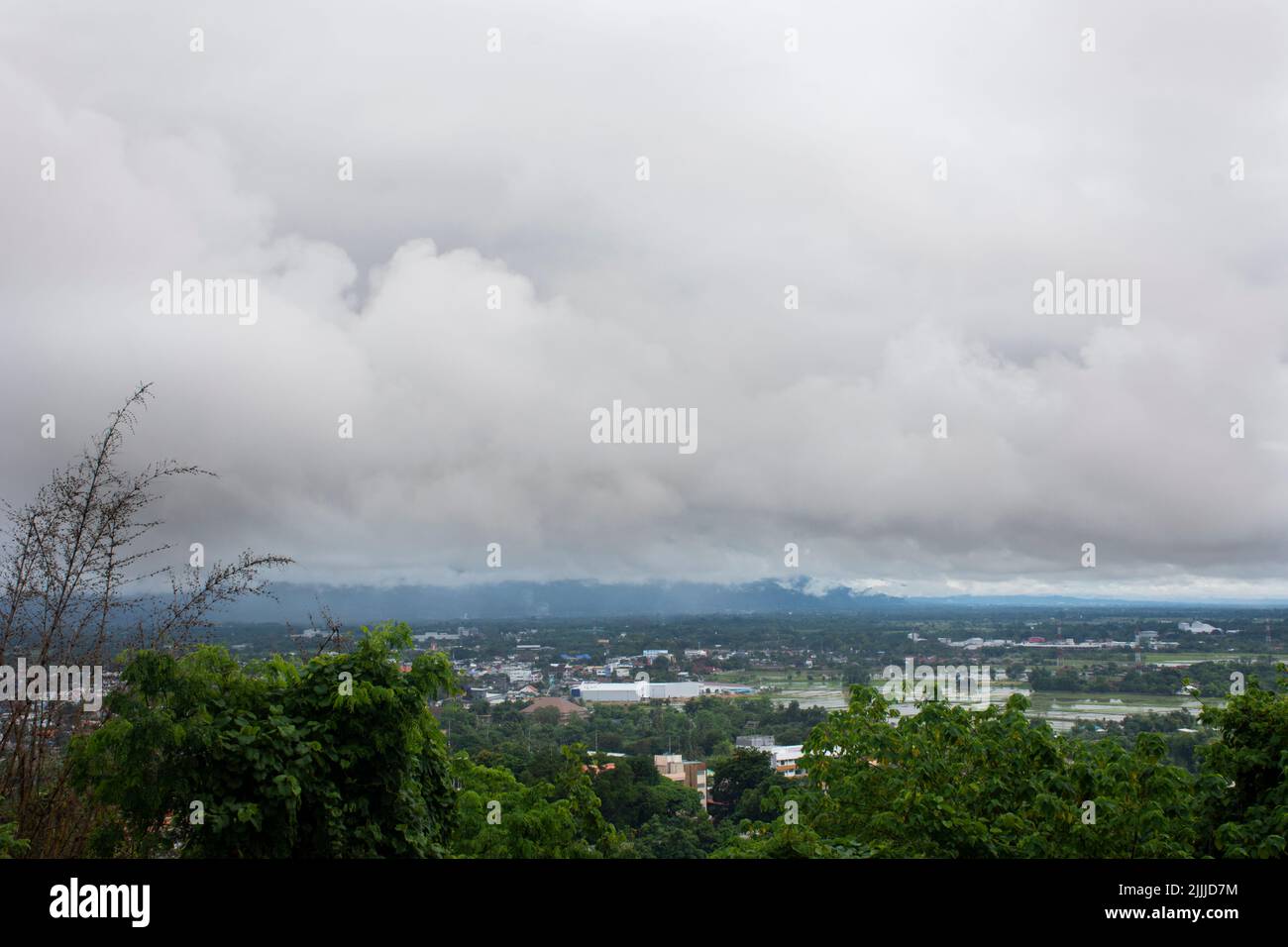View cityscape Mae Chan hill village valley and landscape mountain Tham ...