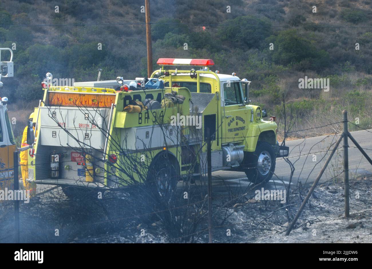 San Diego Fire Department Brush Rig 34 on scene of a Mission Gorge ...