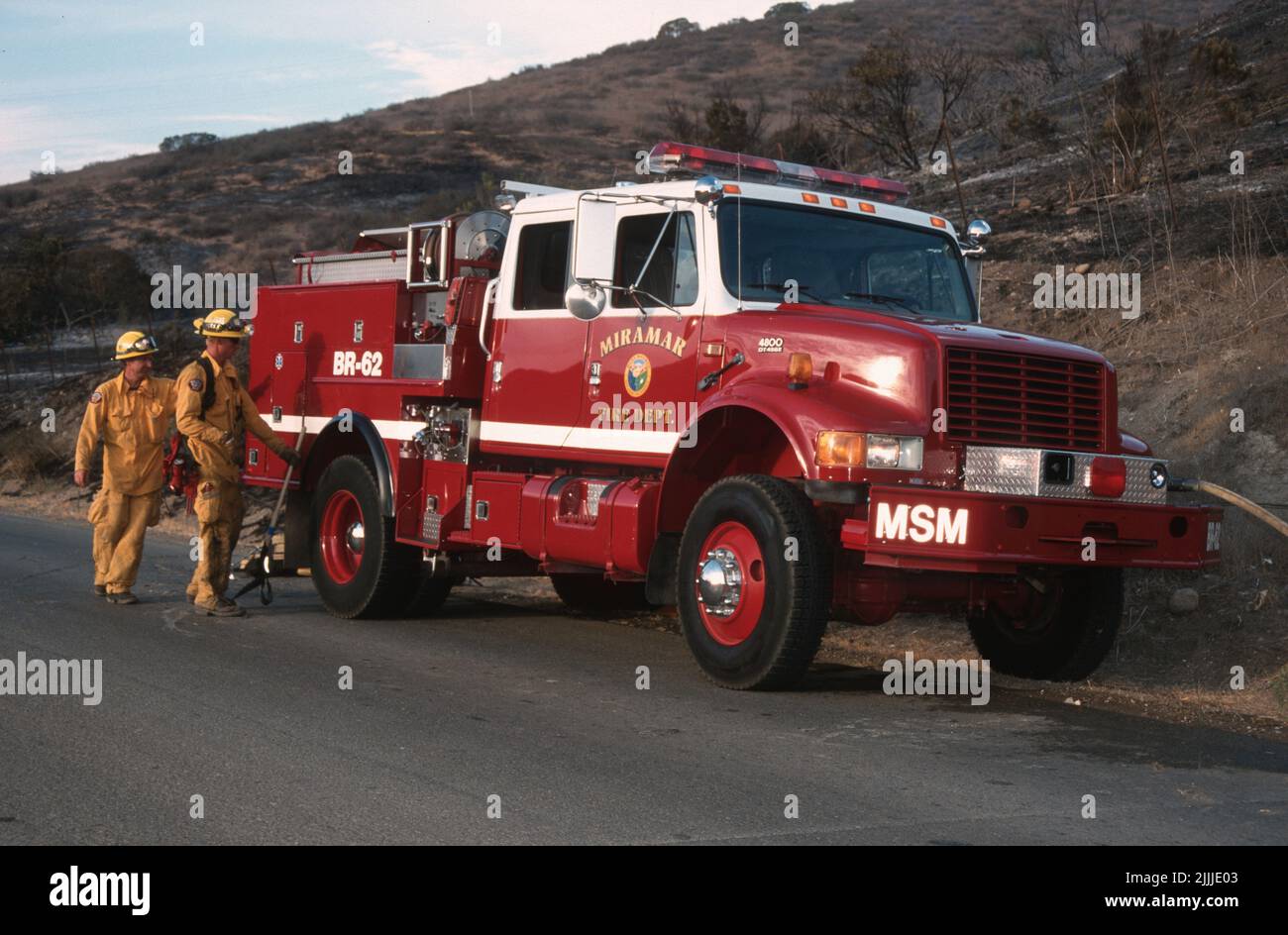 Miramar Fire Department Brush 62 on scene of a brush fire Stock Photo ...