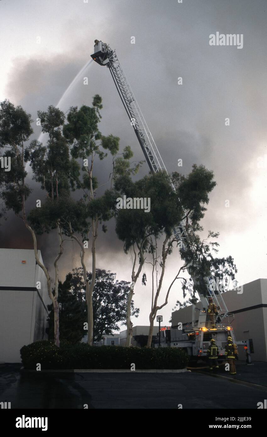 Industrial structure fire in Ontario, California Stock Photo - Alamy