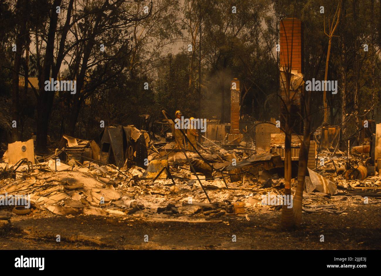 Damage from the 2003 Cedar wildfire in San Diego, California Stock ...