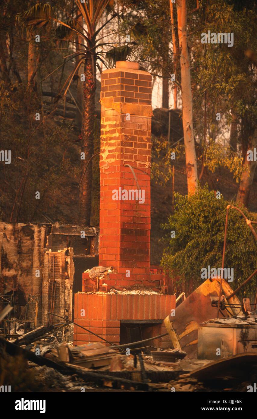 Damage from the 2003 Cedar wildfire in San Diego, California Stock ...