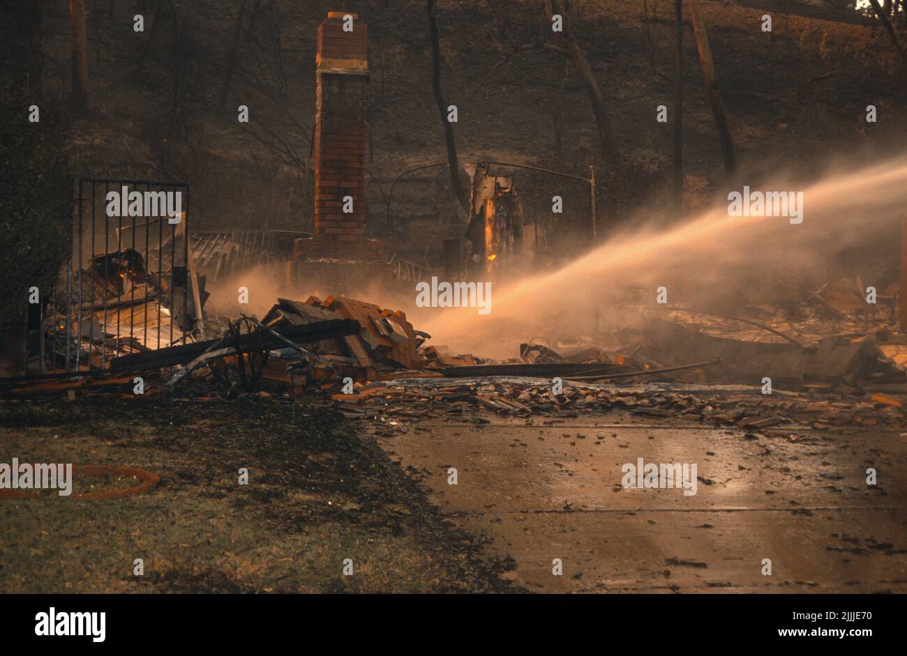 Damage from the 2003 Cedar wildfire in San Diego, California Stock ...