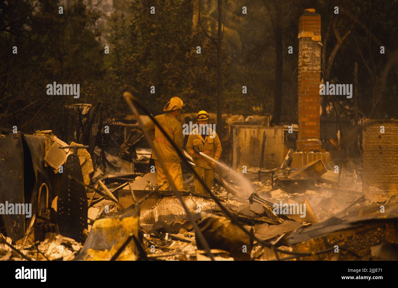 Damage from the 2003 Cedar wildfire in San Diego, California Stock ...