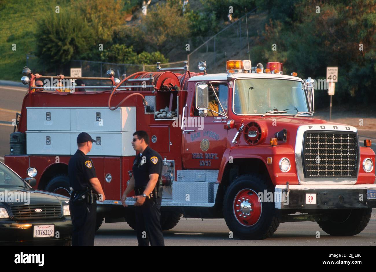 San Diego Fire Rescue Brush Rig 29 arriving at a brush fire Stock Photo ...