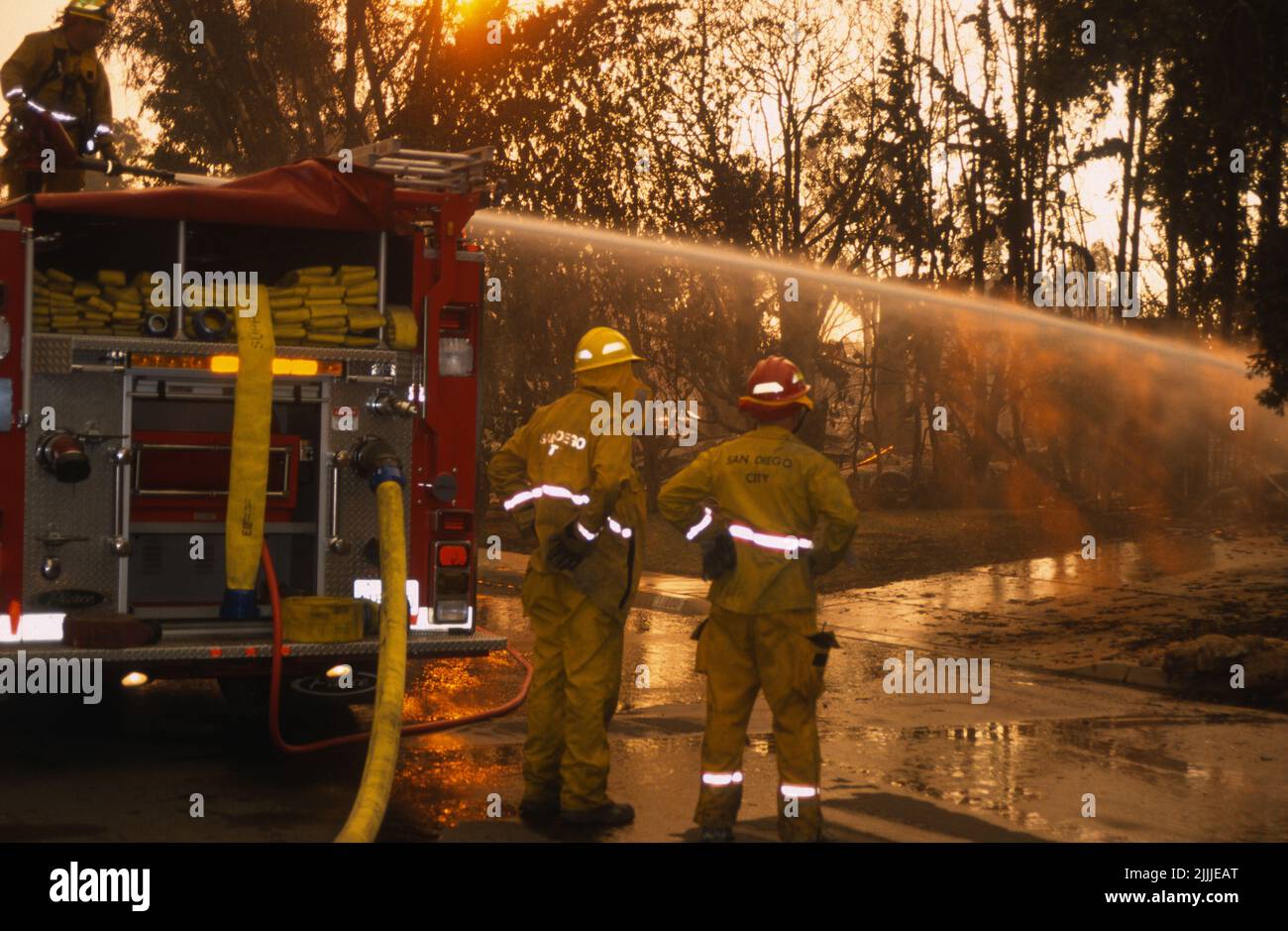 Damage from the 2003 Cedar wildfire in San Diego, California Stock ...