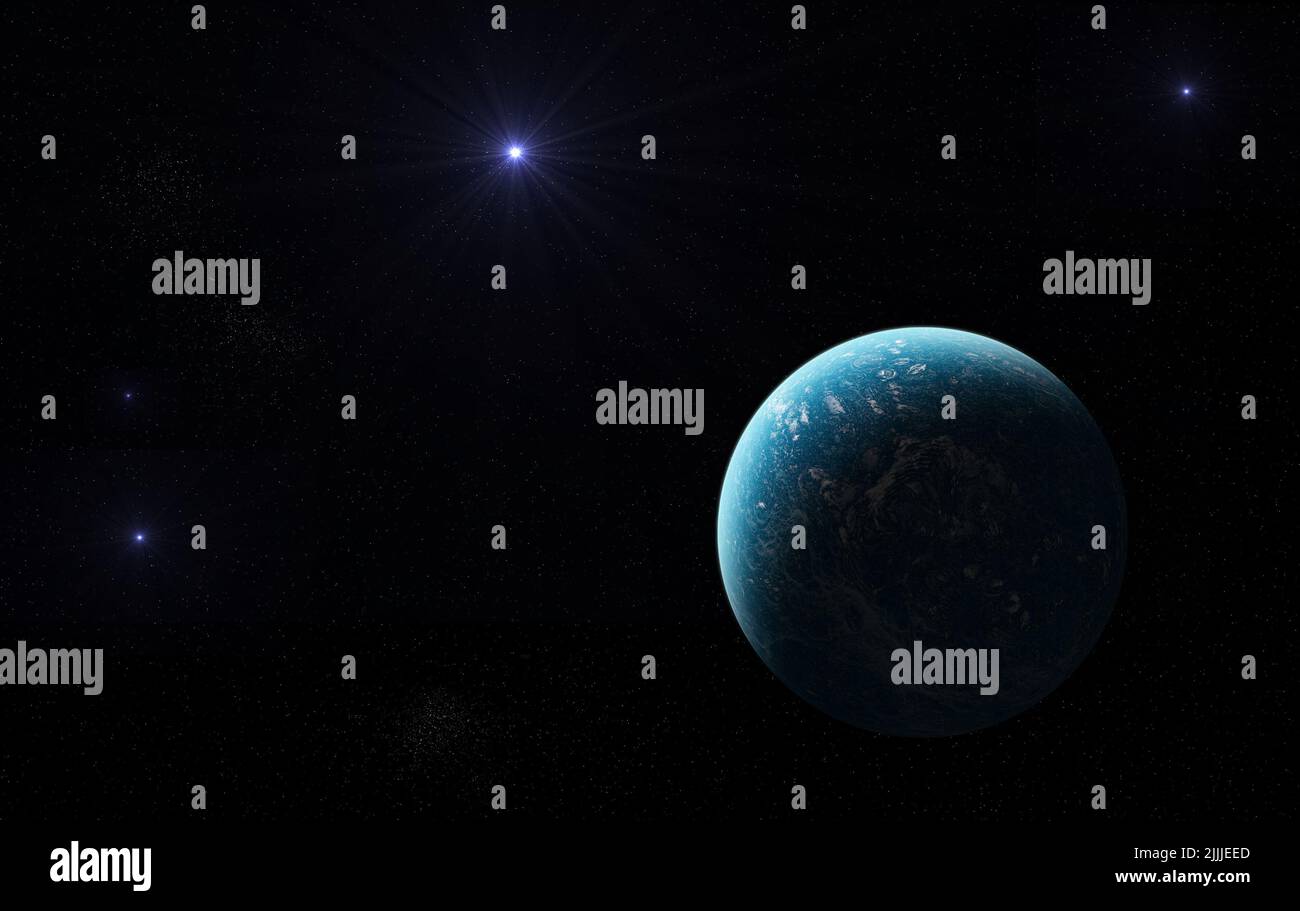 A beautiful view of Realistic Planet Earth in the dark sky with glowing ...