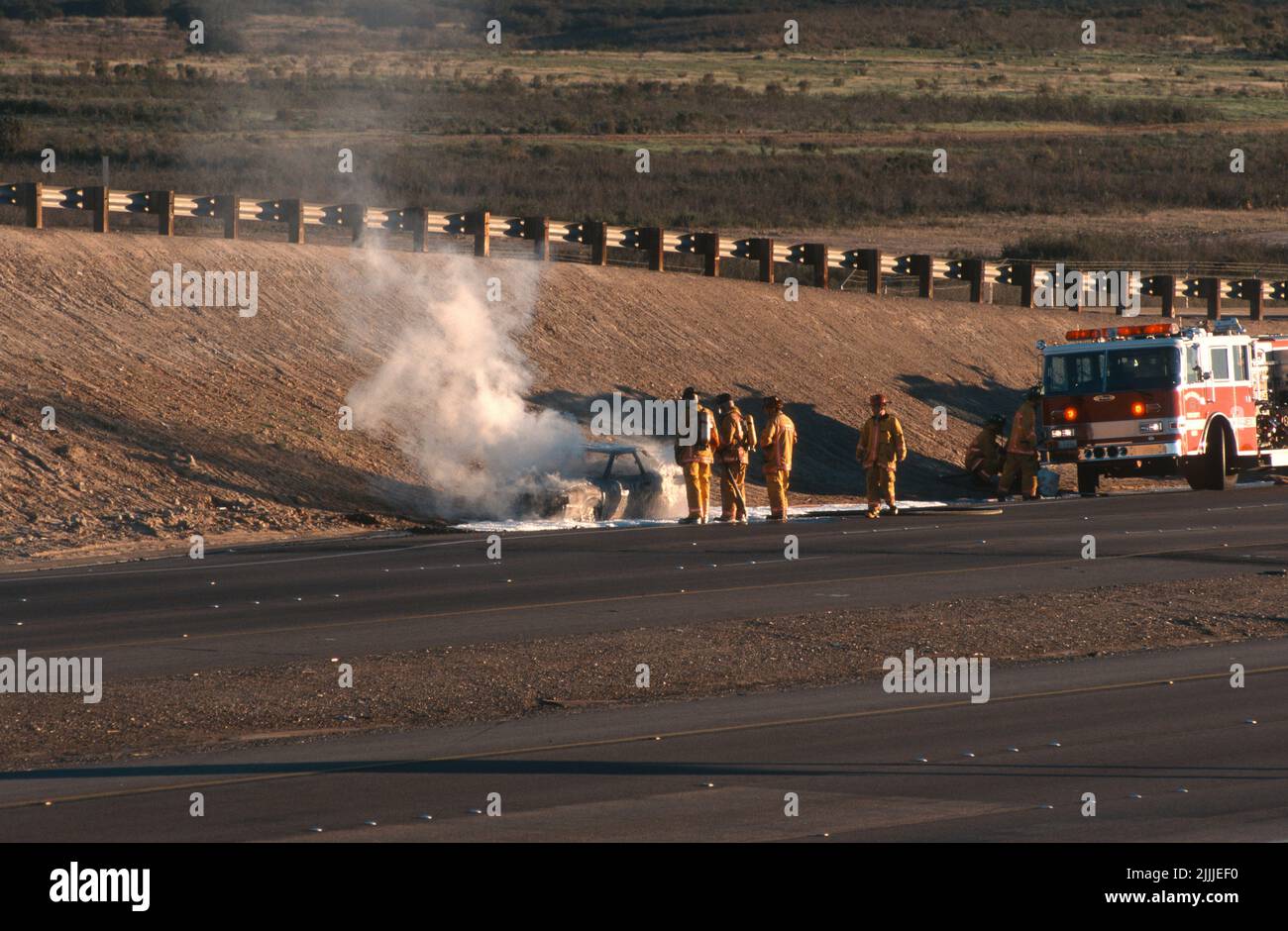 San Diego Fire Department Engine at an early morning car fire on ...